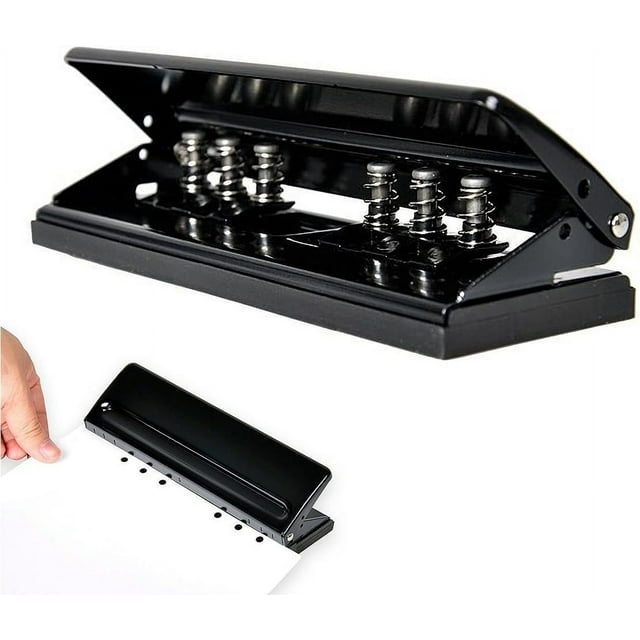 Precision Metal 6-Hole Punch, Adjustable Spacing For Six Ring Binder ...