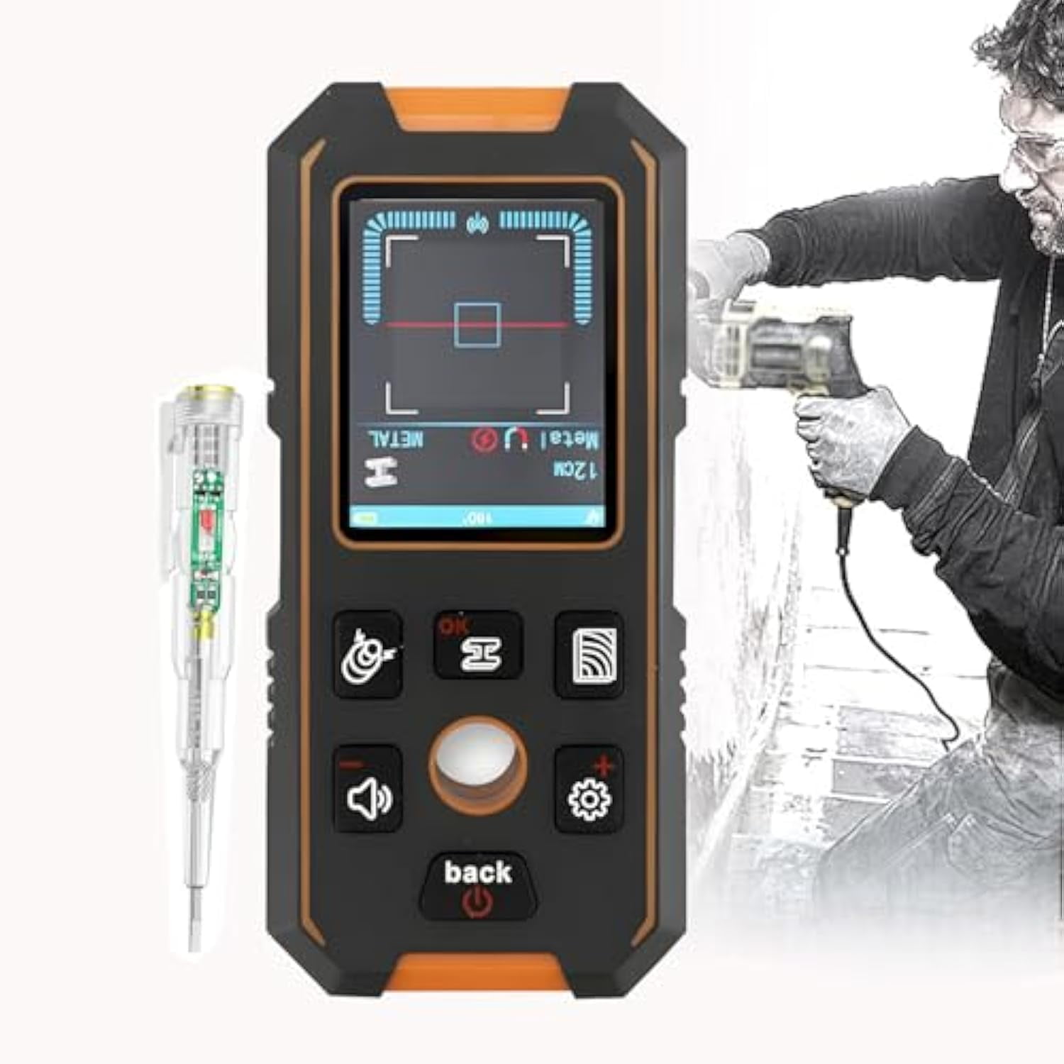 Precision Metal Detector Wall Scanner with Positioning Hole,3-in-1 Wall ...