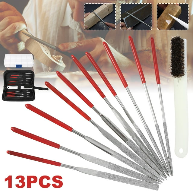 Precision Needle File Set ,13x Diamond Needle File Set Brush Zipper ...