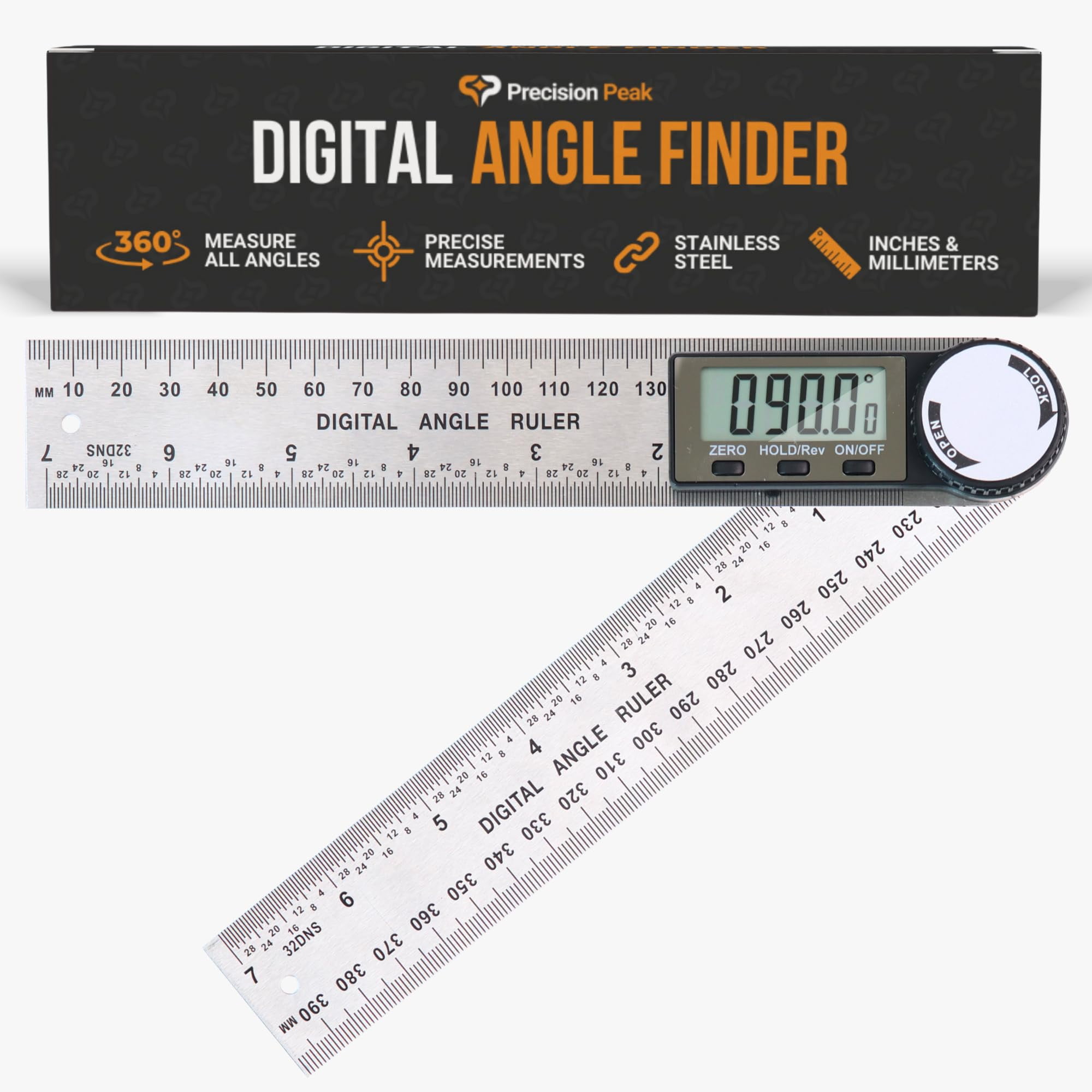 Precision Peak Digital Angle Finder Ruler, 7-Inch/200mm Precision Angle ...