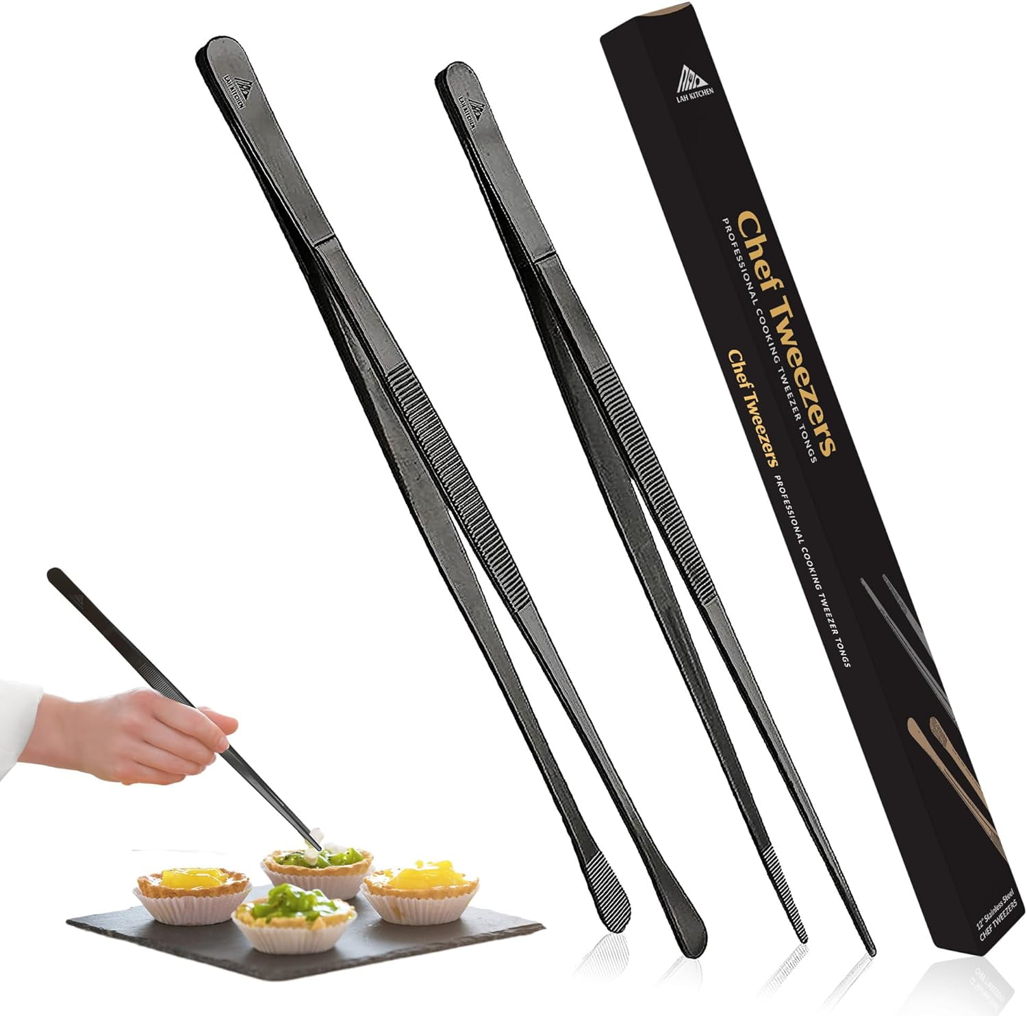 Precision Plating Culinary Tweezer Tongs - 2 Stainless Steel Cooking ...