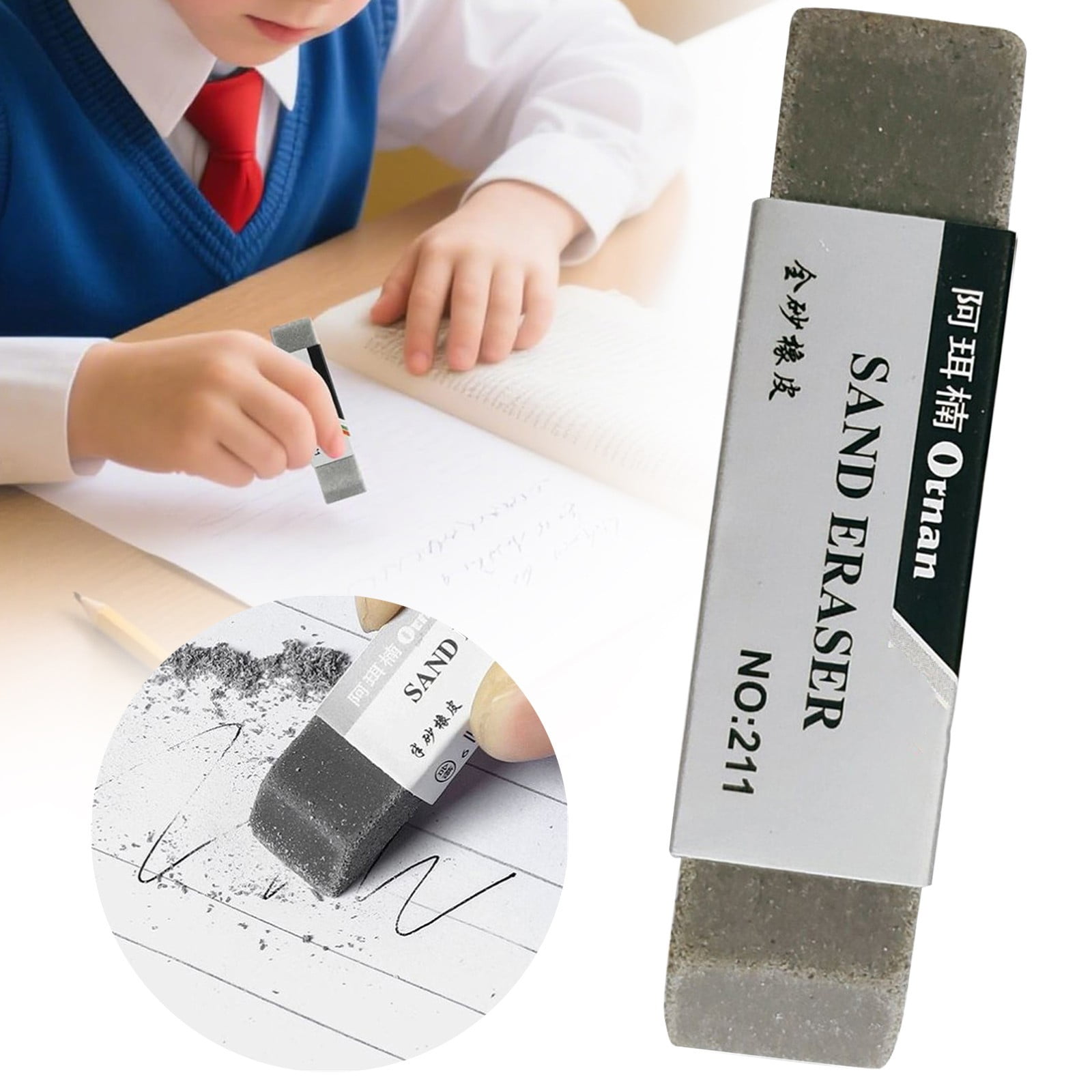 Precision Sand Eraser, Non-Abrasive Anti-Smudge Eraser for Calligraphy ...