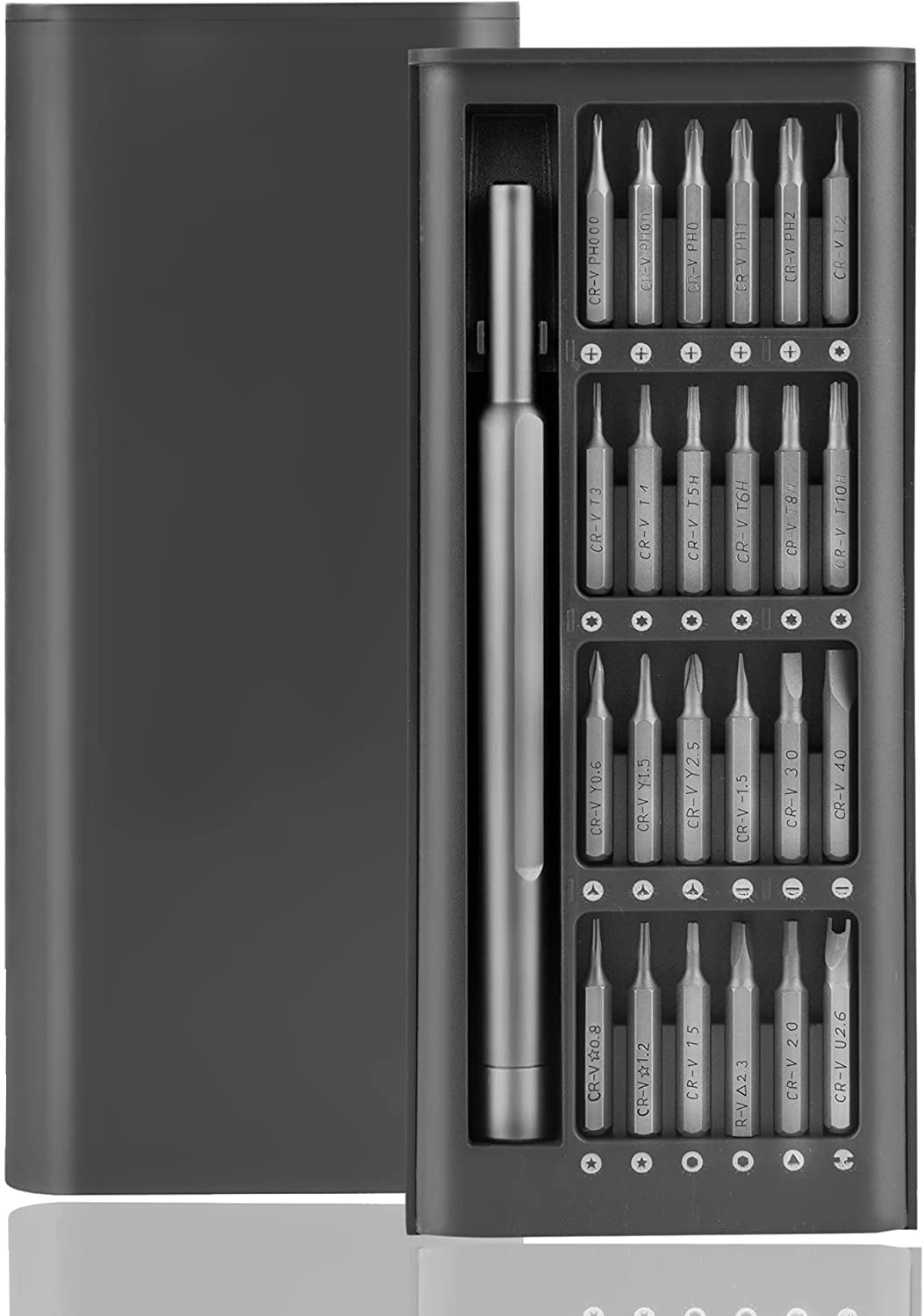 Precision Screwdriver Set, 25 in 1 Mini Magnetic Repair Kit with 24 CR-V Bits for Electronics ...