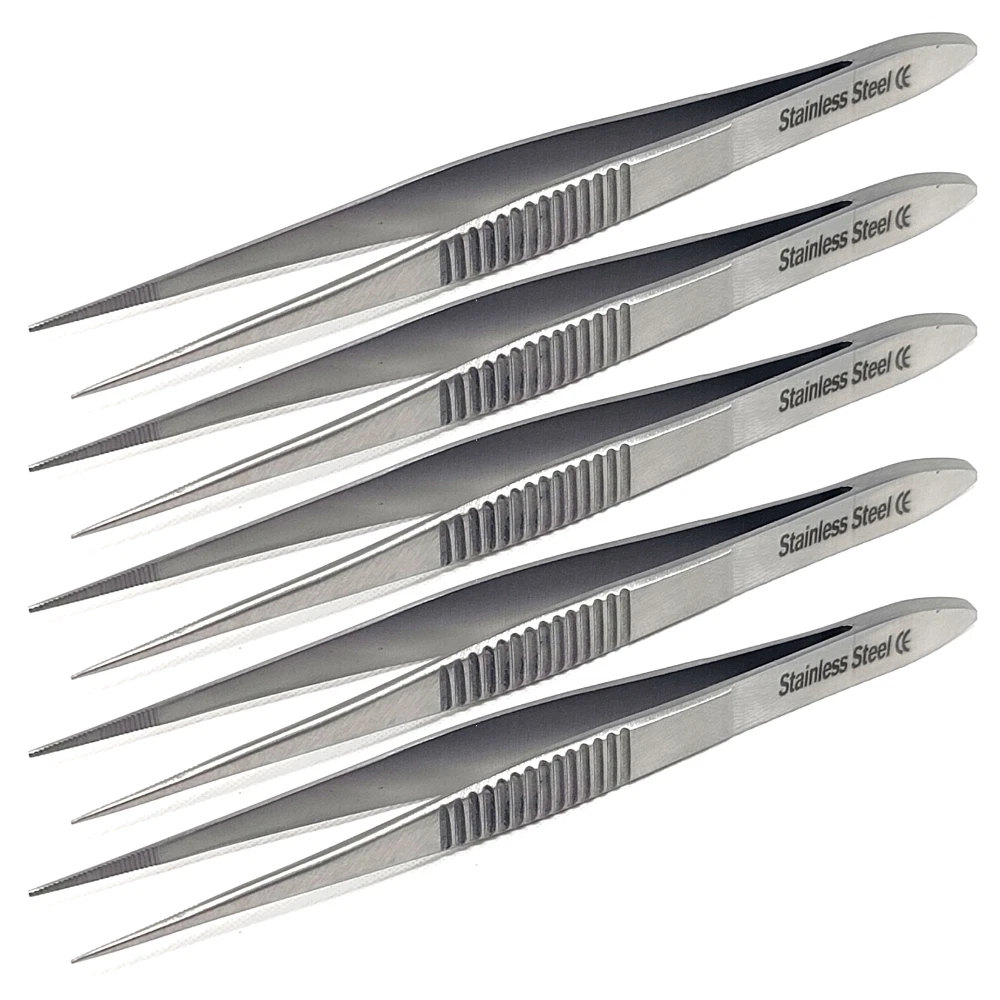Precision Stainless Steel 5 Pcs Lab Tweezers Lab Multipurpose Forceps ...