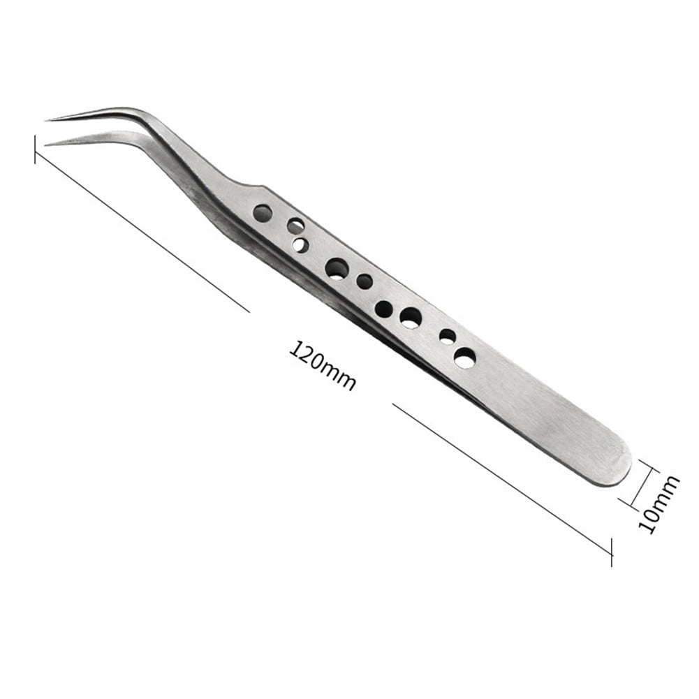 Precision Stainless Steel Tweezers Forceps Anti-static Curved Straight ...