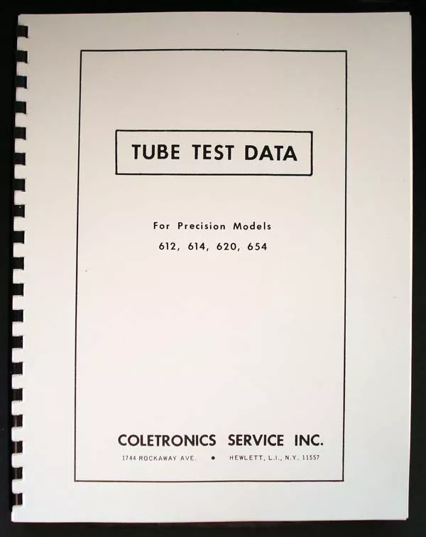 Precision Tube Test Data For 612 614 620 654 Tube Testers - Walmart.com