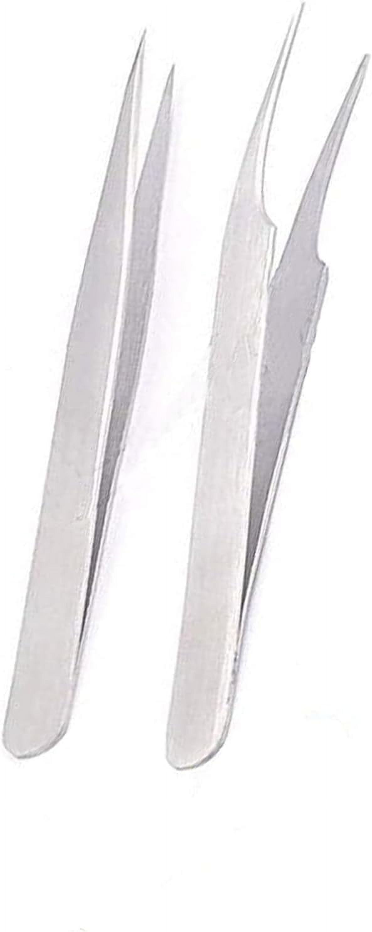 Precision Tweezers Professional Stainless Steel Straight & Slanted Tip ...