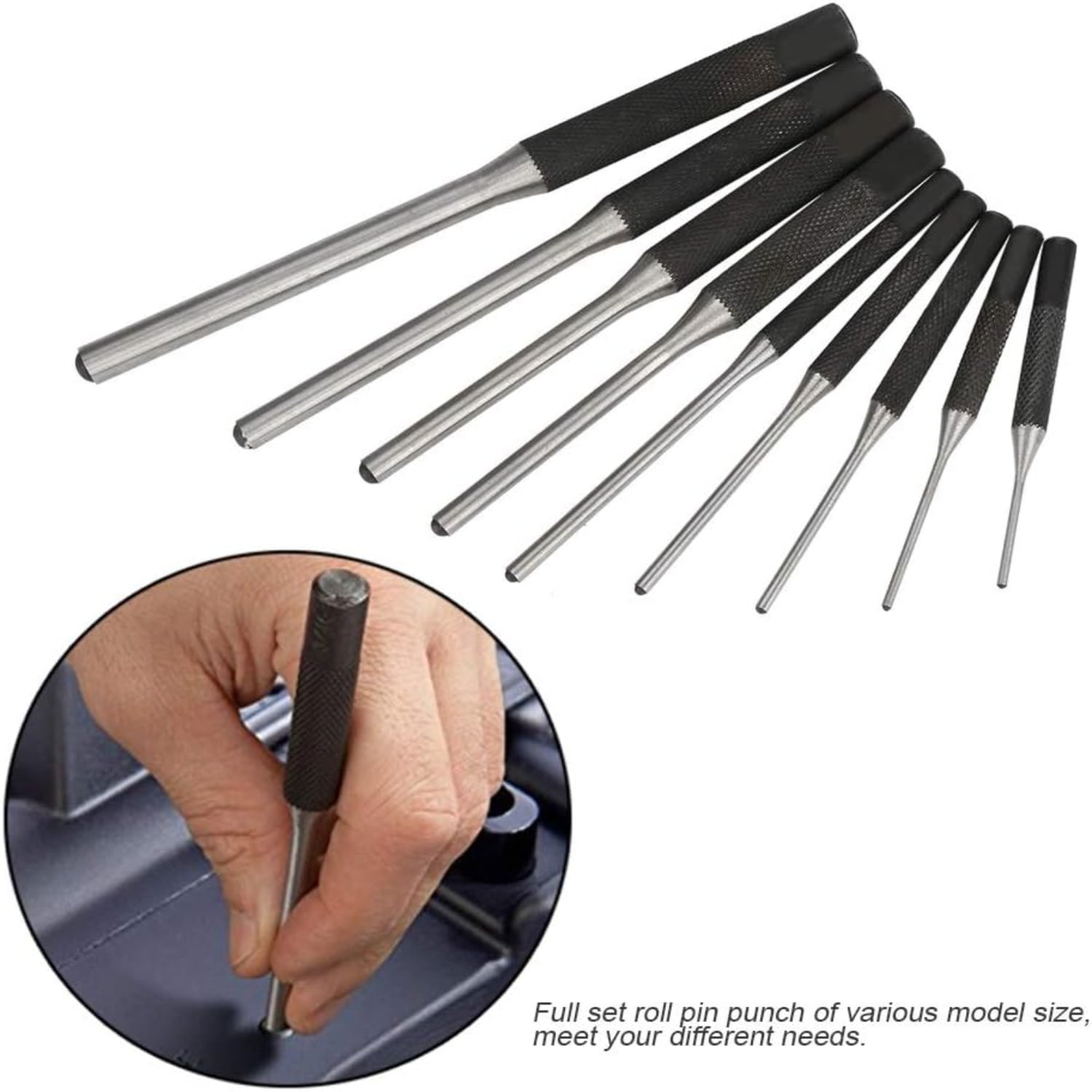 Heavy Duty Professional 9PCS Precision Steel Mechanics Roll Pin Set ...