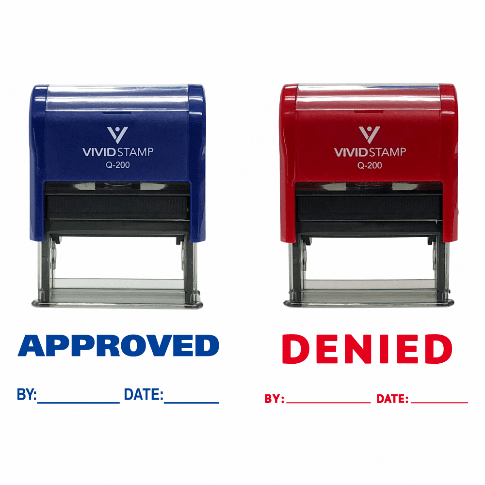 Vivid Stamp APPROVED / DENIED By Date Self Inking Rubber Stamp - 2 PACK ...