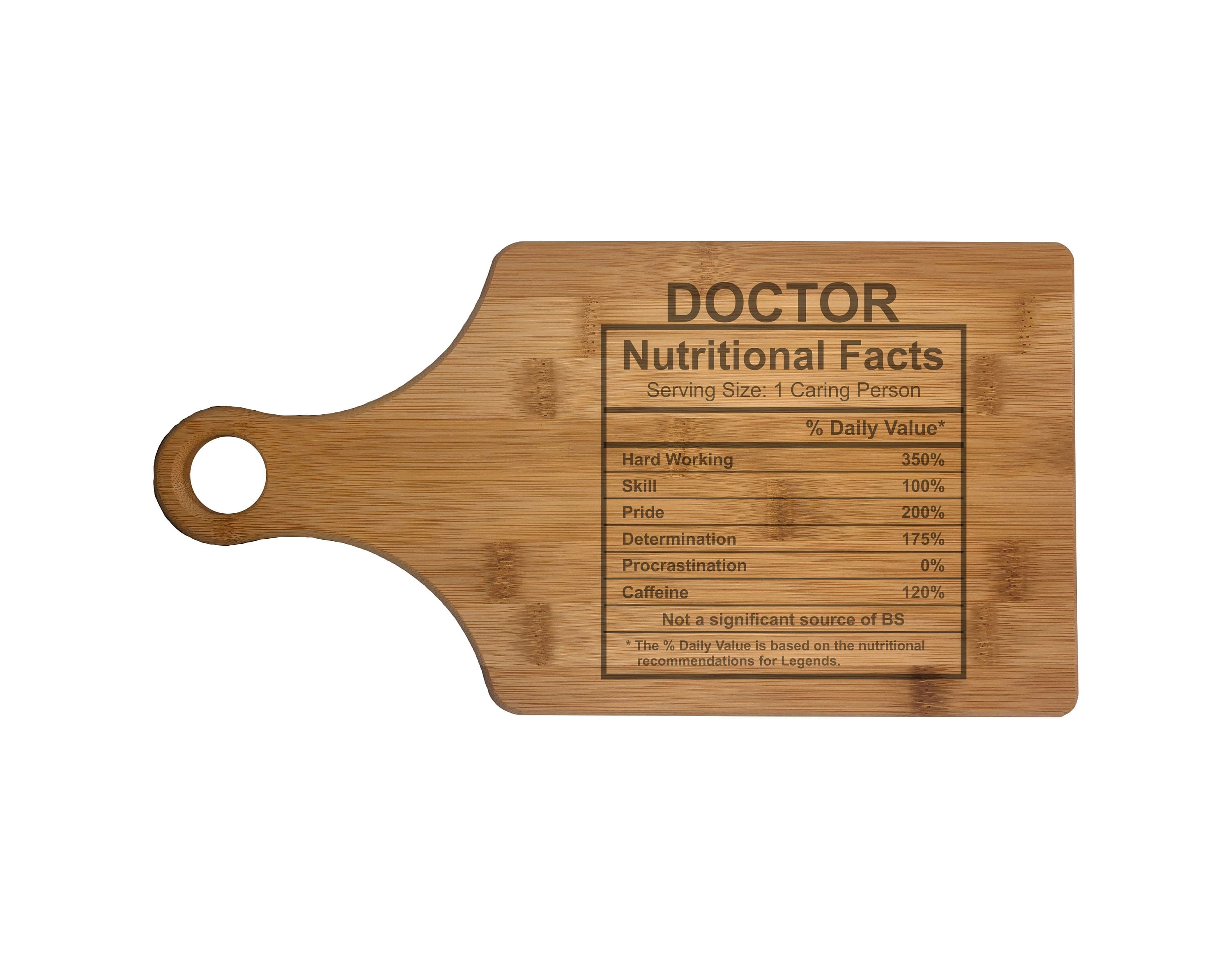 PrecisionNC Doctor Gifts Nutritional Facts Engraved Paddle Shaped ...
