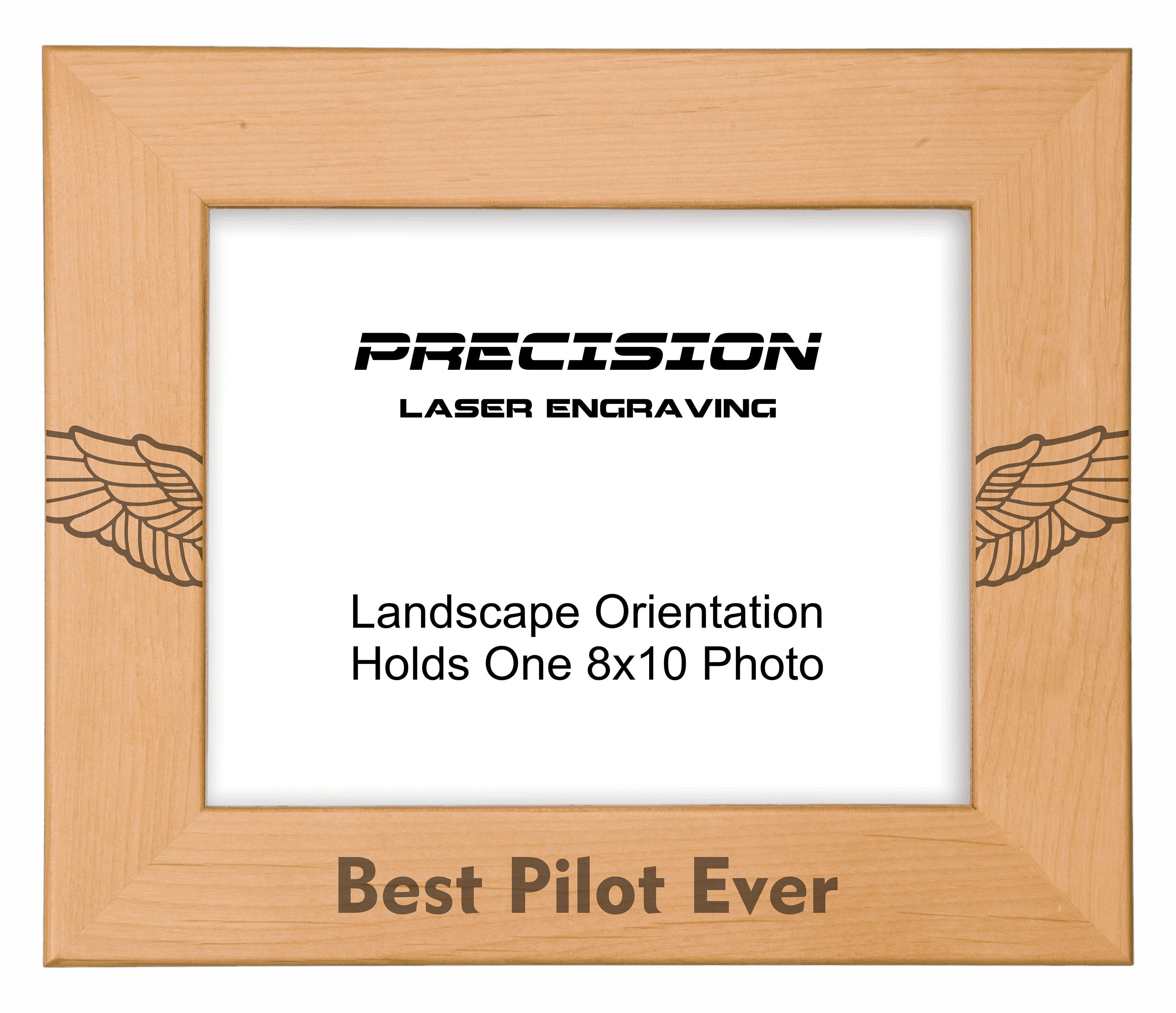 PrecisionNC Engraving Best Pilot Ever with Wings Engraved Natural Wood ...