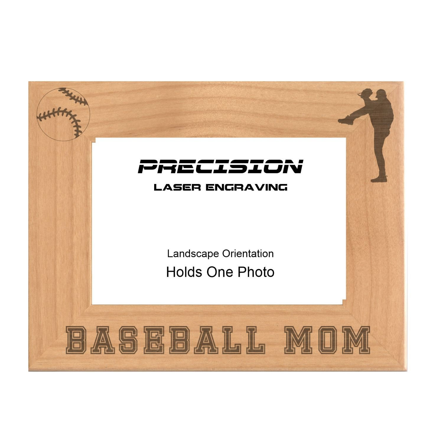 PrecisionNC Engraving Sports Frames Baseball Mom Engraved Natural Wood ...