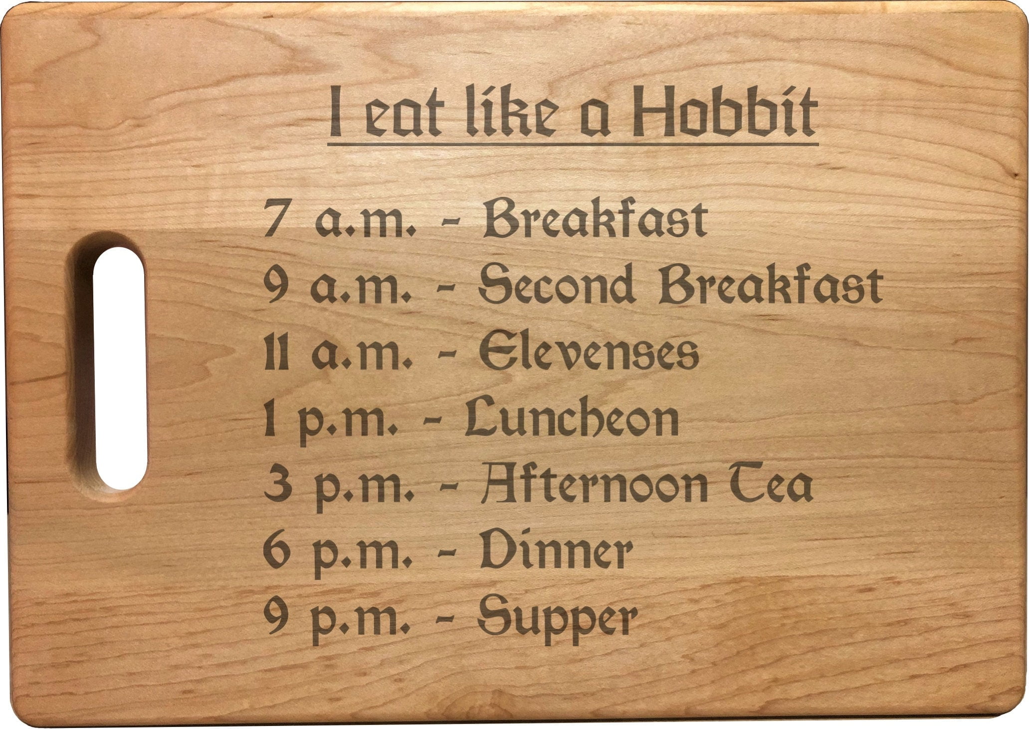 PrecisionNC Nerdy Gifts Hobbit Meal Times Engraved Large Sized Natural ...