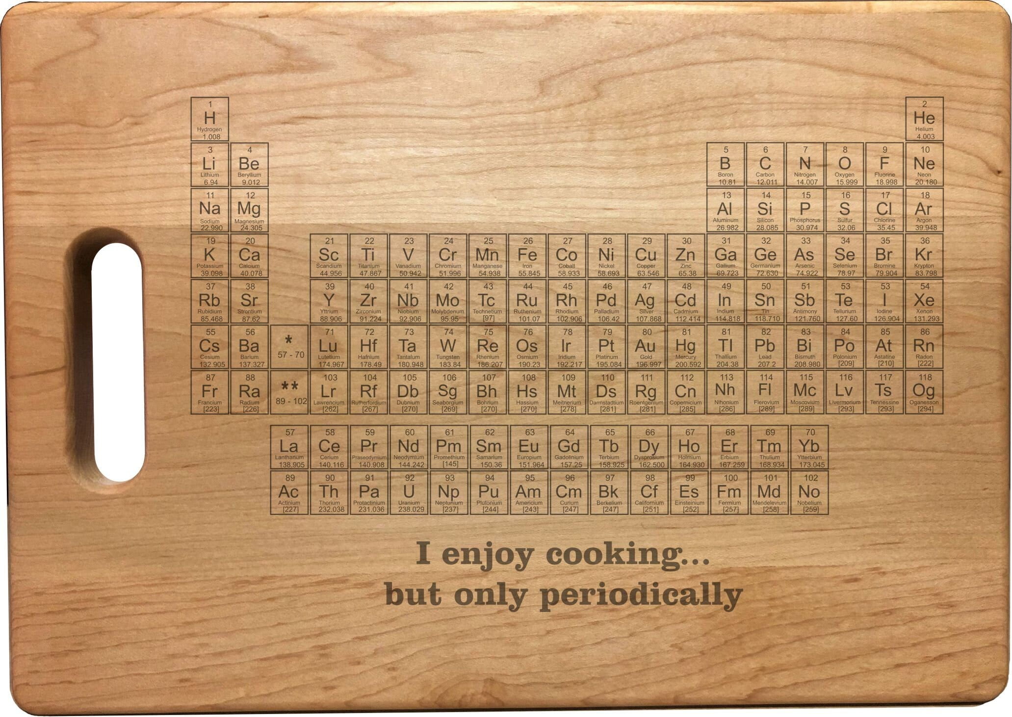PrecisionNC Nerdy Gifts Periodic Table of Elements Enjoy Cooking Periodically Engraved Large ...