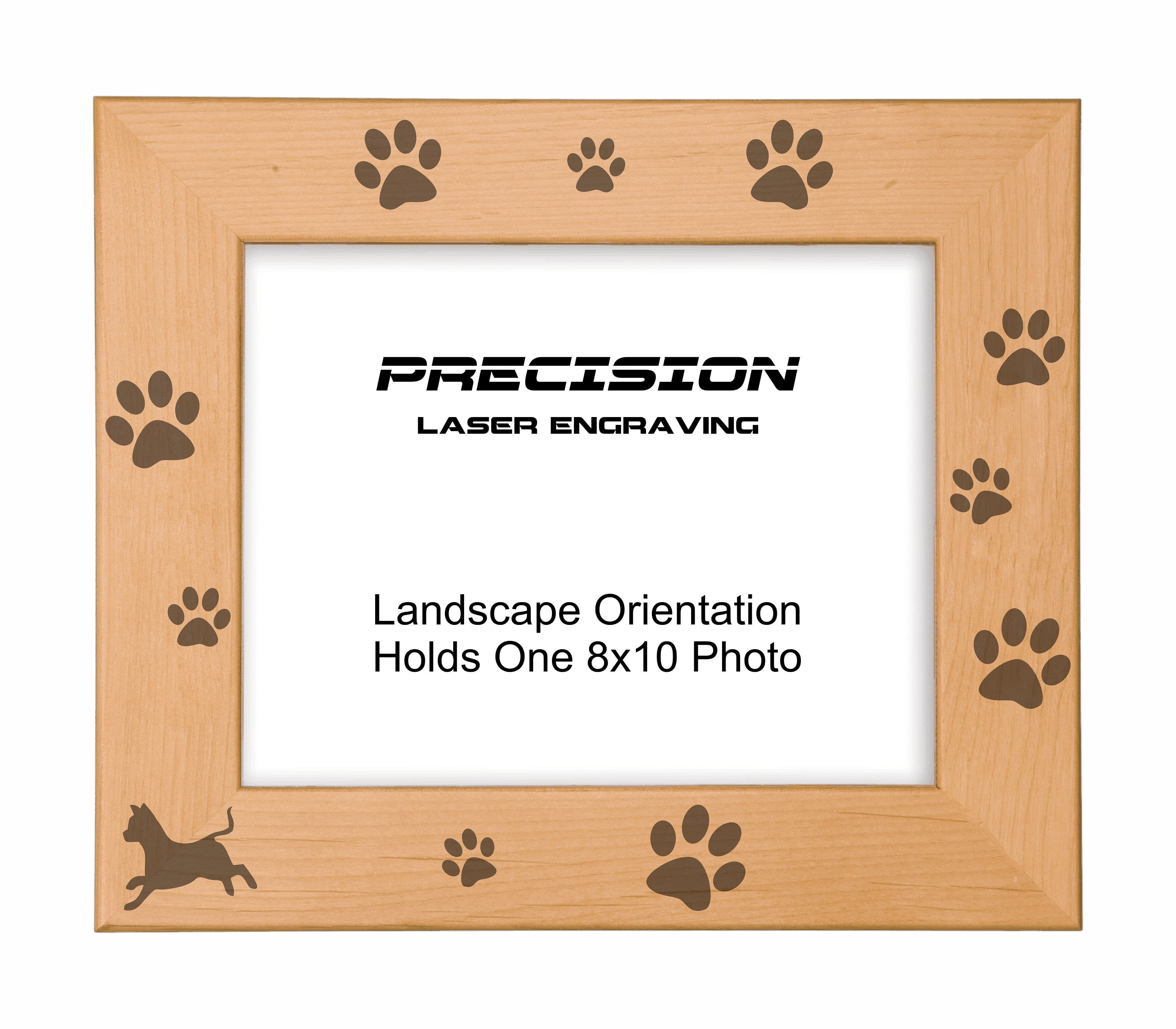 PrecisionNC Pet Frame Chihuahua with Paw Prints Engraved Natural Wood ...
