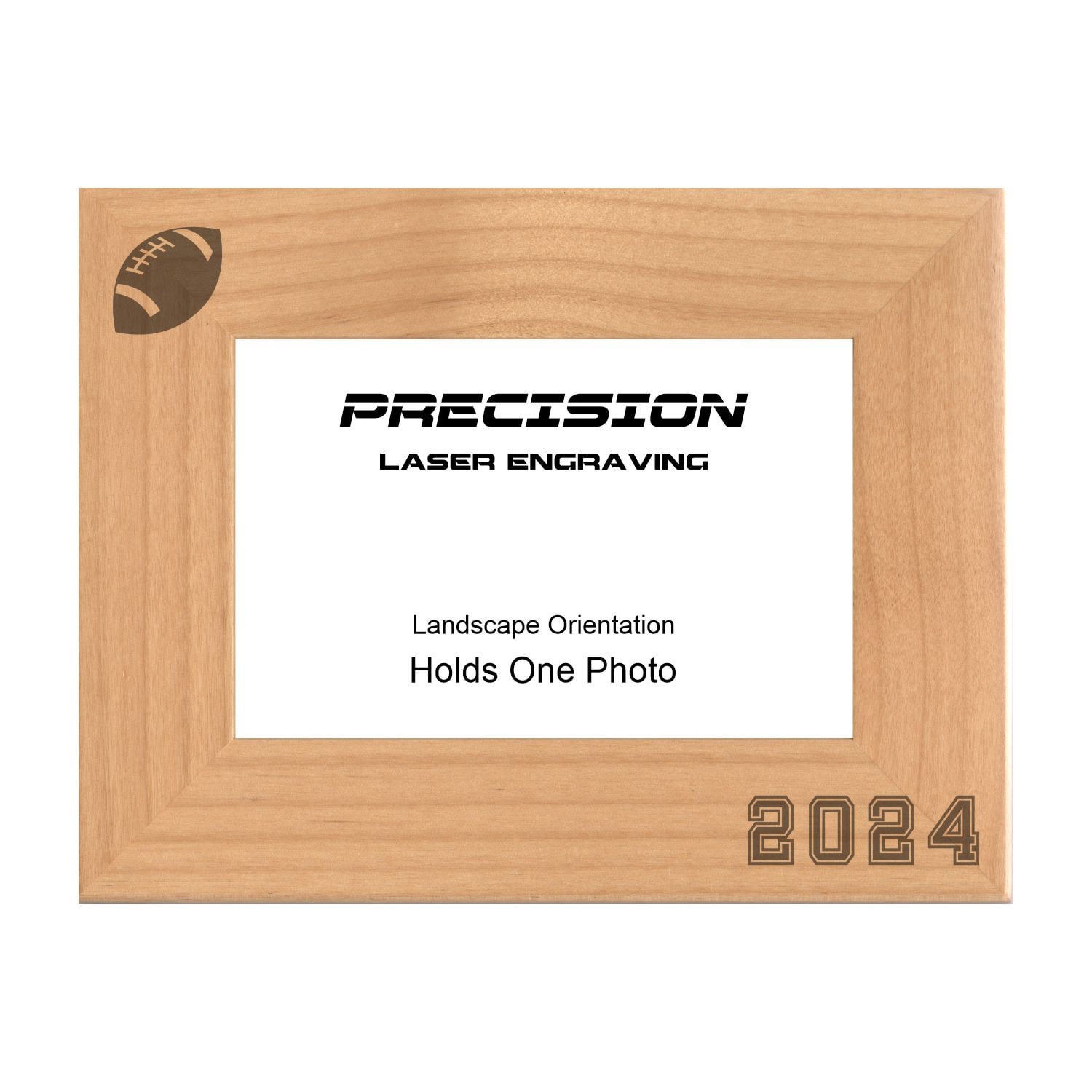 PrecisionNC Sports Frame 2024 Football Engraved Natural Wood Picture ...