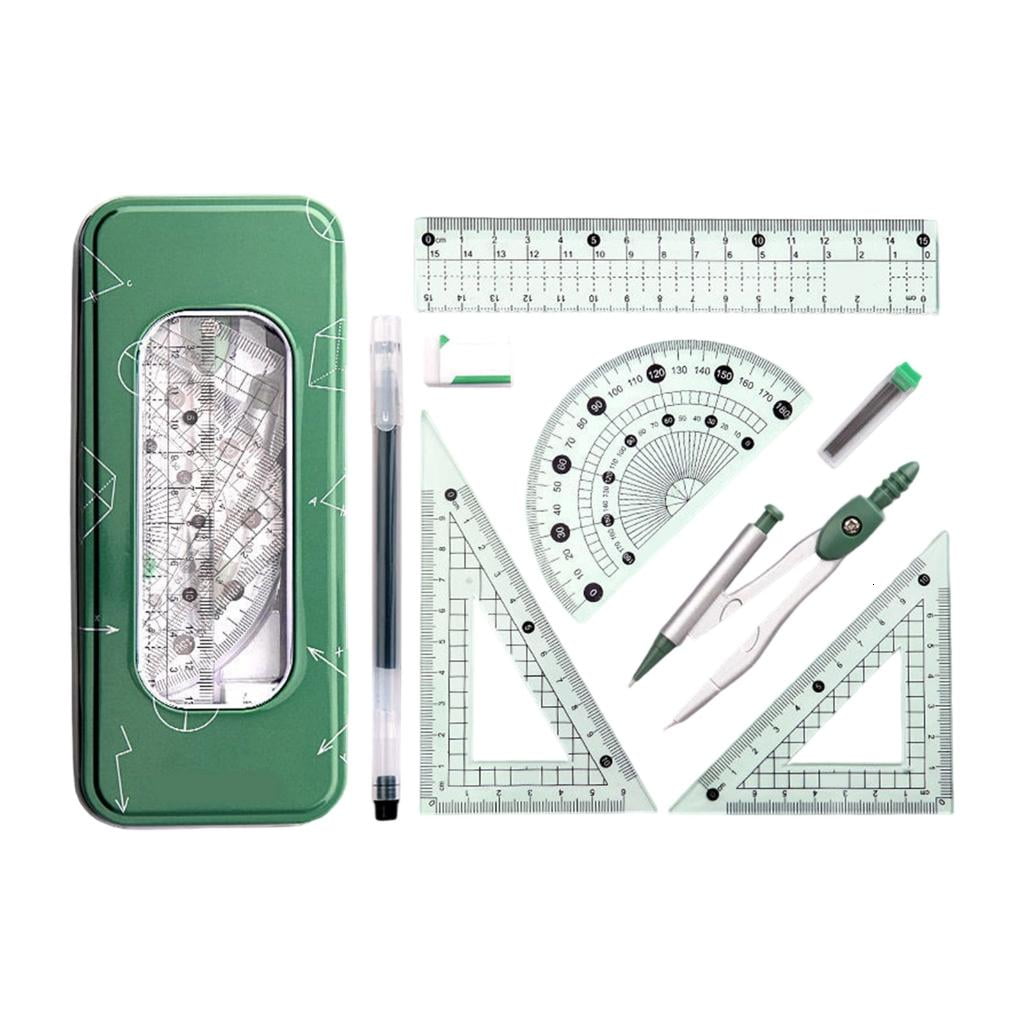 Precisions Geometry Compass Set With ABS Plastic Ruler And Storage Case ...