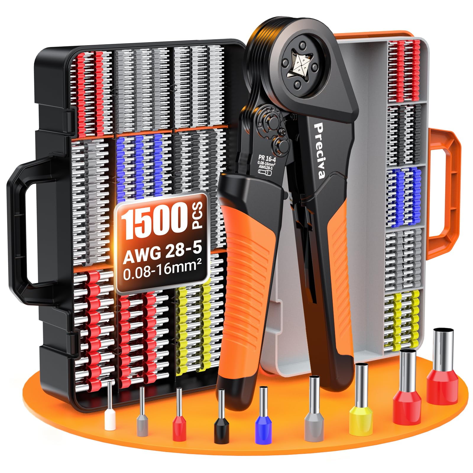 Preciva Ferrule Crimping Tool Kit - AWG 28-5 (0.08-16mm²) Self ...