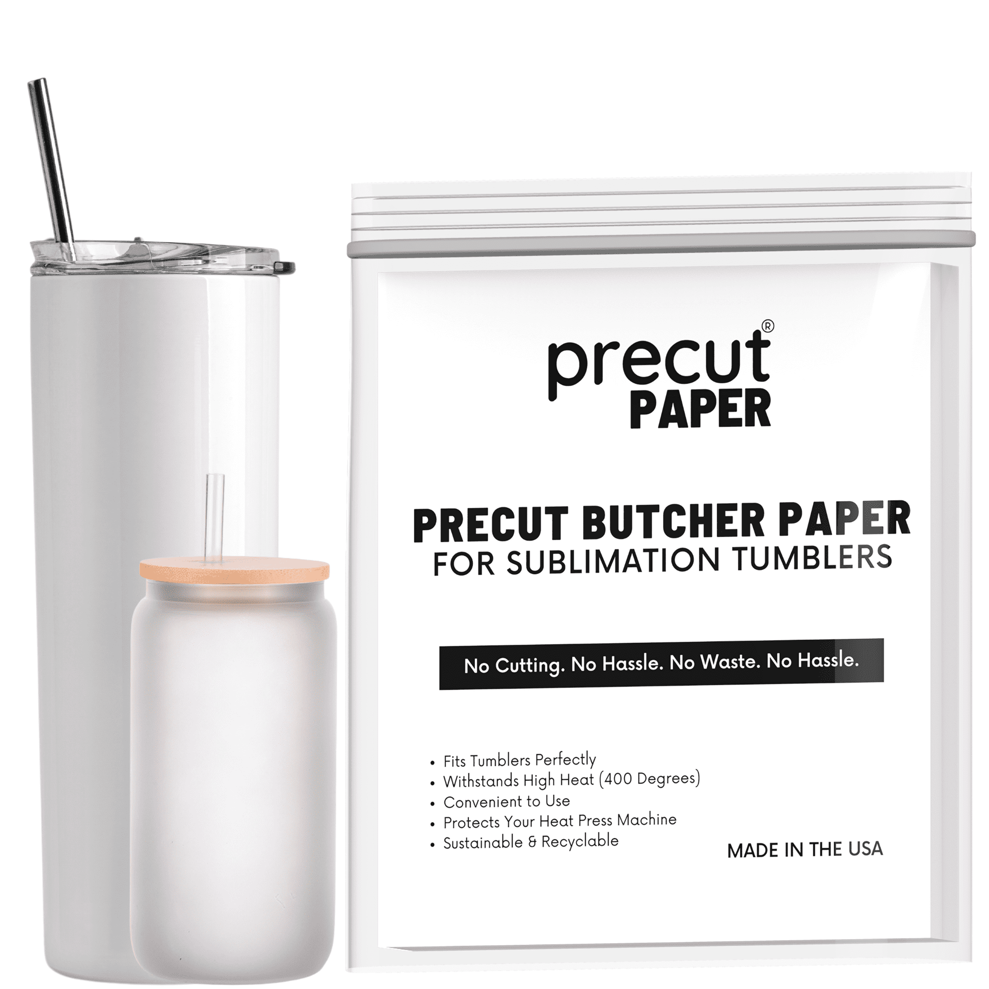 Precut Butcher Paper Sheets for Sublimation Tumblers & Beer Can Glass ...