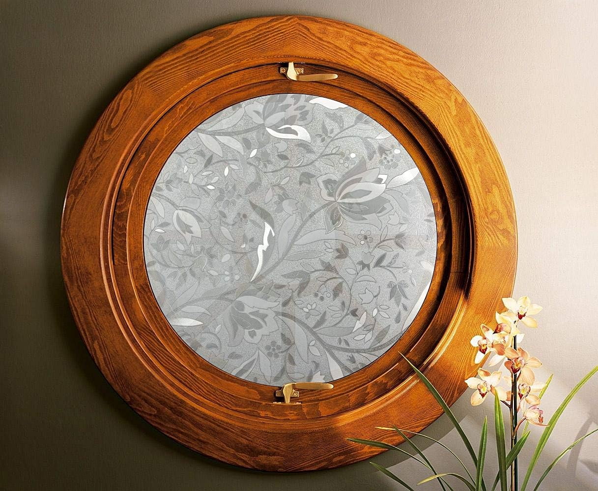 Precut Circle Window Film, Floral Series 5 Design, Self Static Adhesive ...