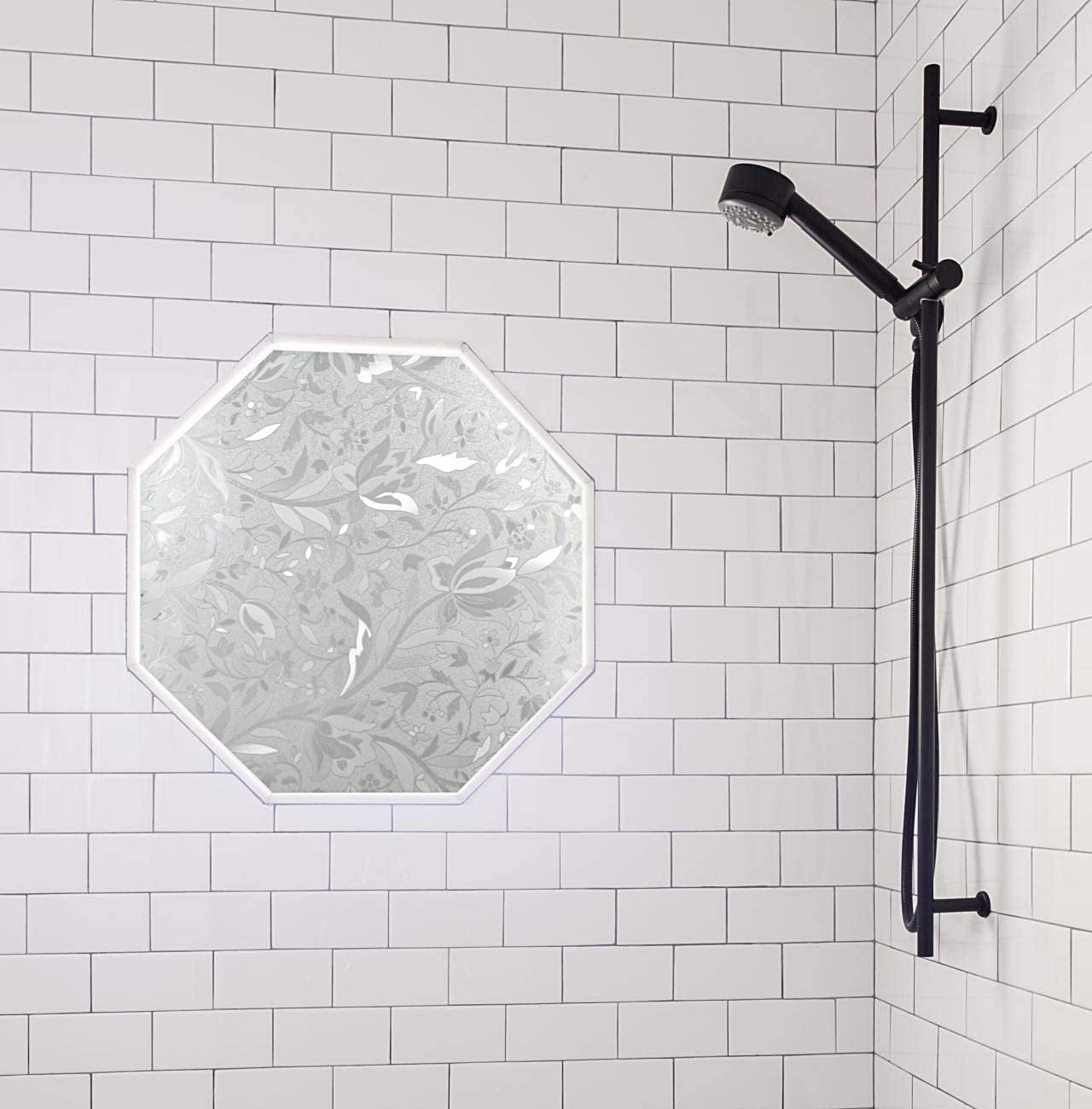 Precut Octagon Window Film, Floral Series 5 Design, Self Static ...