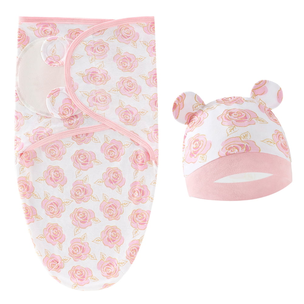 Preemie Baby Swaddle Blanket Wrap with Hat Set Preemie Hats Newborn ...
