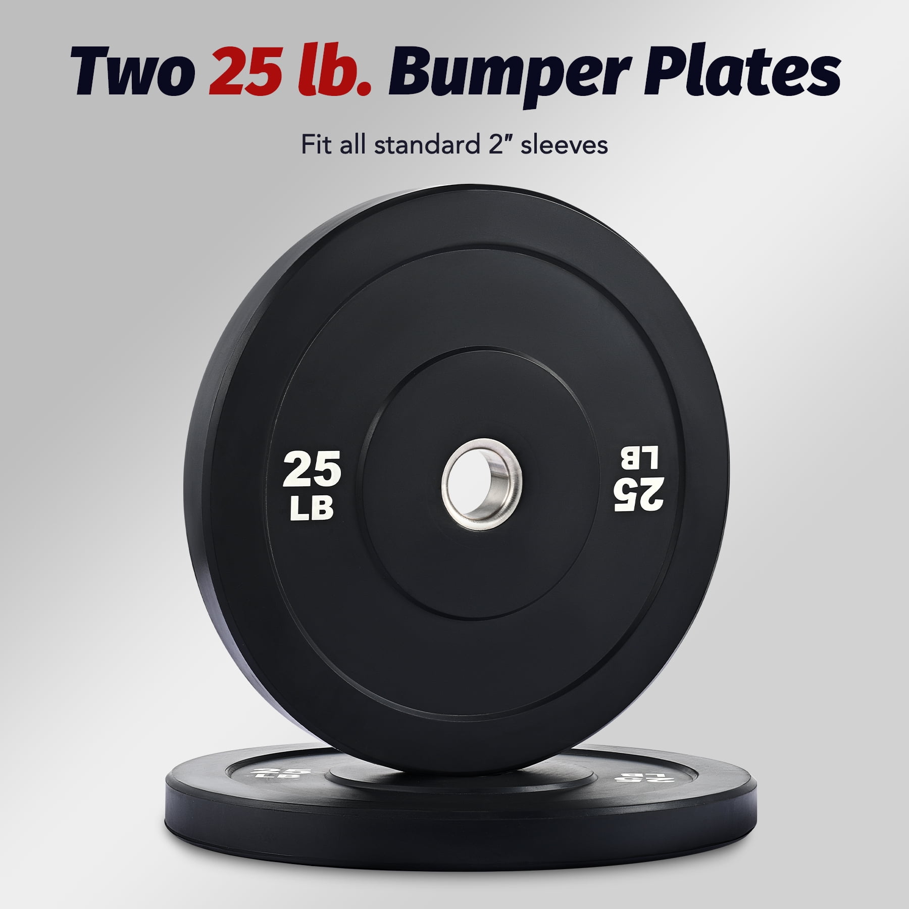 Preenex Set of 2, 25 Lb. Standard Bumper Olympic Rubber Weight Plate ...