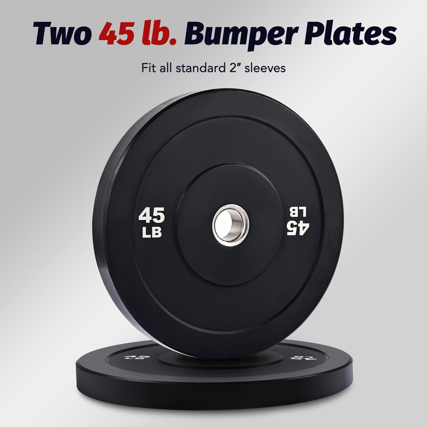 Preenex 45lb Olympic Bumper Plate Set, Rubber Weight Lifting, Standard ...