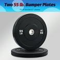 "Preenex 55lb 2"" Olympic Rubber Weight Plates, Barbell Dumbbells Pair ...