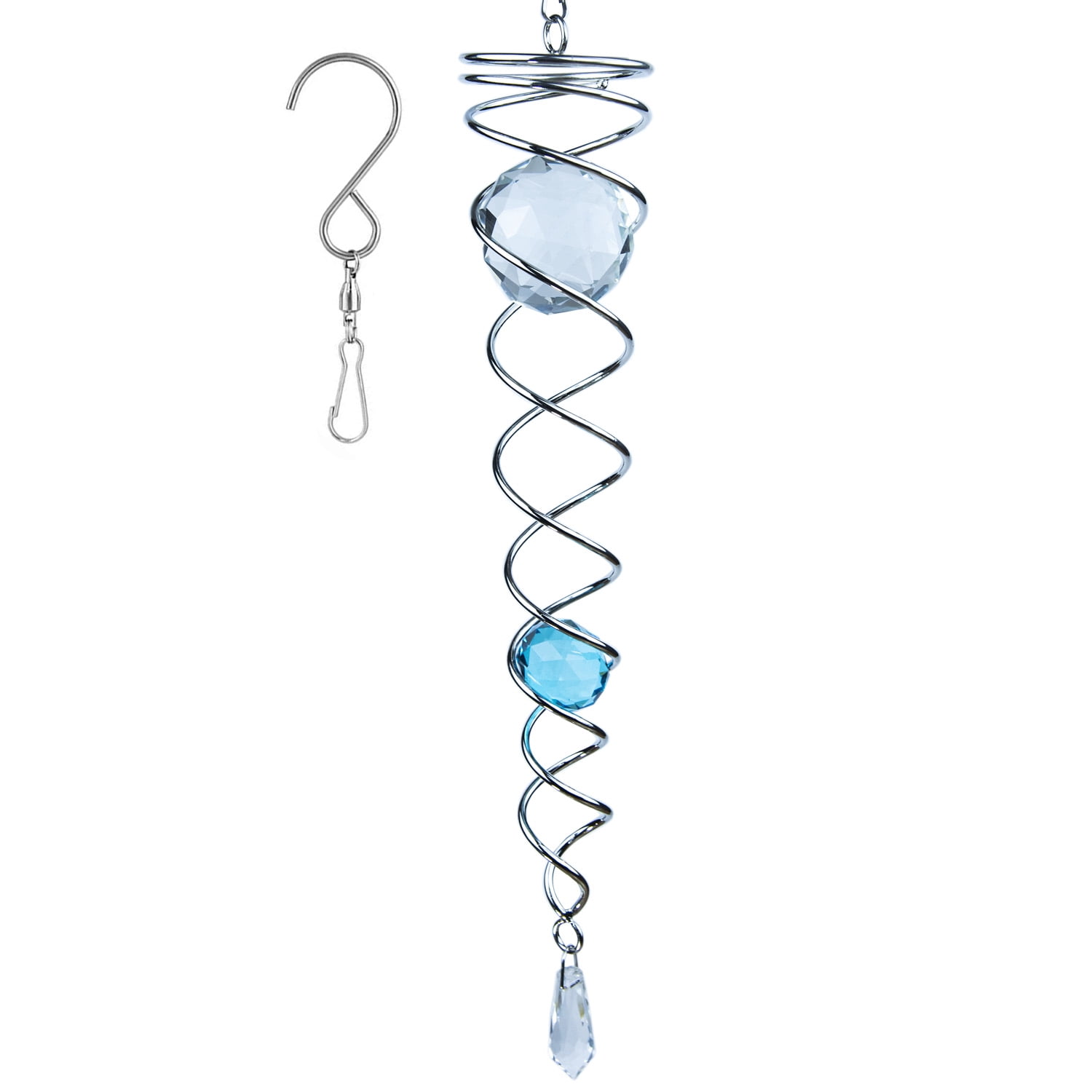 Prefdo 12''' Lake Blue Stainless Steel Gazing Ball Wind Spinner ...