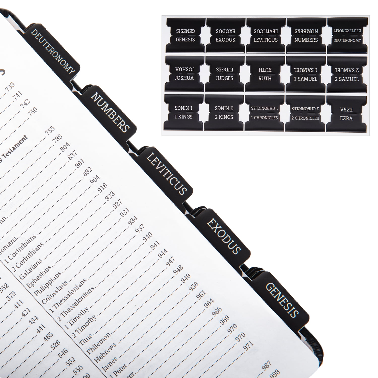 Prefdo Self-Adhesive Laminated Index Tabs with 9 Write-on Tabs, Black ...