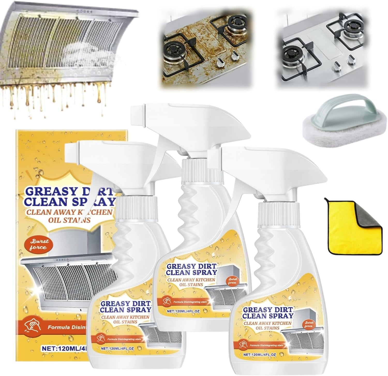 Preferablen Multifunctional Powerful Kitchen Foam Cleaner, 120ml/4fl.Oz Greasy Dirt Clean Spray ...