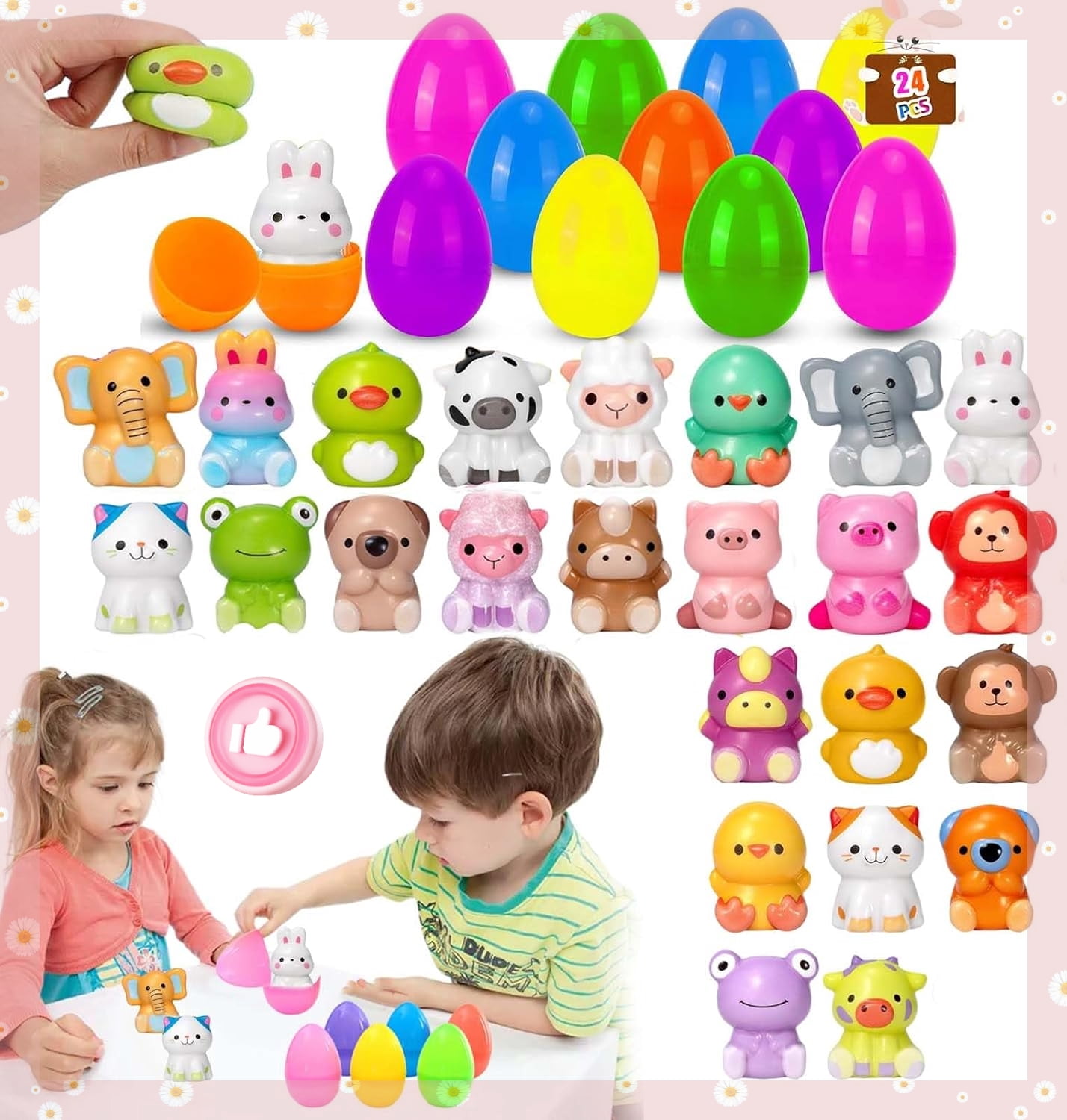 Prefilled Easter Eggs, 24 PCS Prefilled Easter Eggs with Slow Rising ...