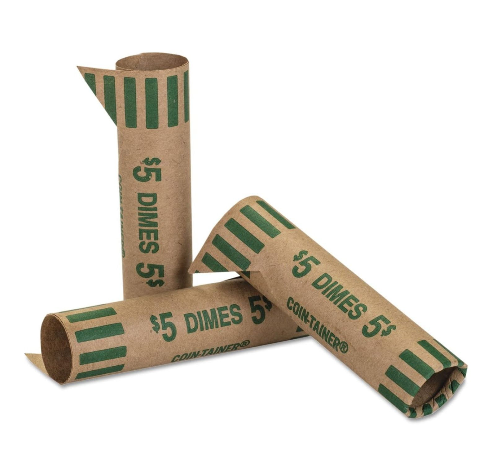 Coin-Tainer 20010 Preformed Tubular Coin Wrappers, Dimes, $5, 1000 ...