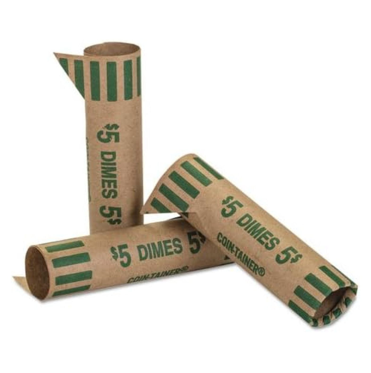 Preformed Tubular Coin Wrappers, Dimes, 5, 1000 Wrappers/Box - Walmart.com