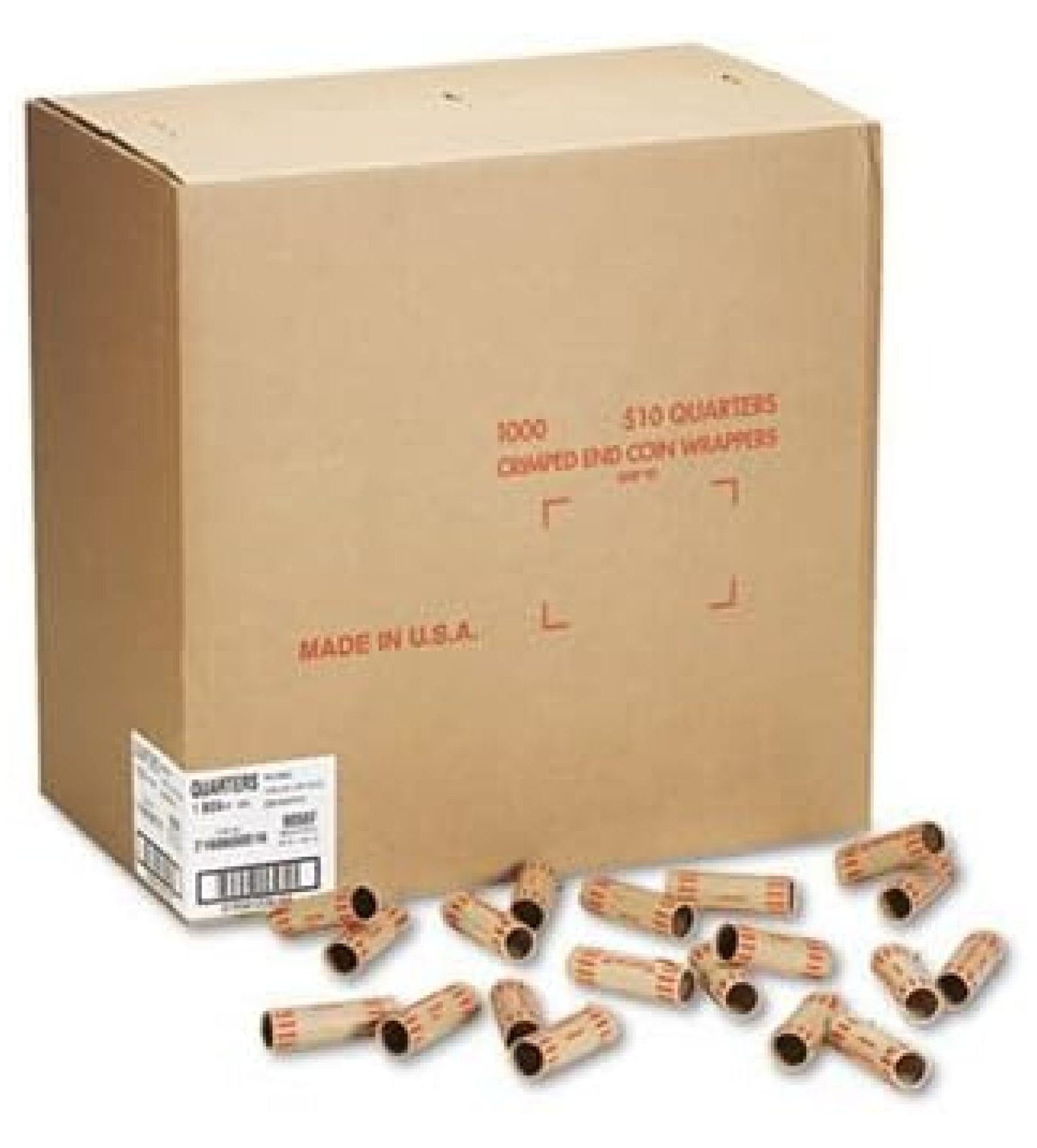 Preformed Tubular Coin Roll Wrappers, Quarters, 1000 Wrappers/Box ...