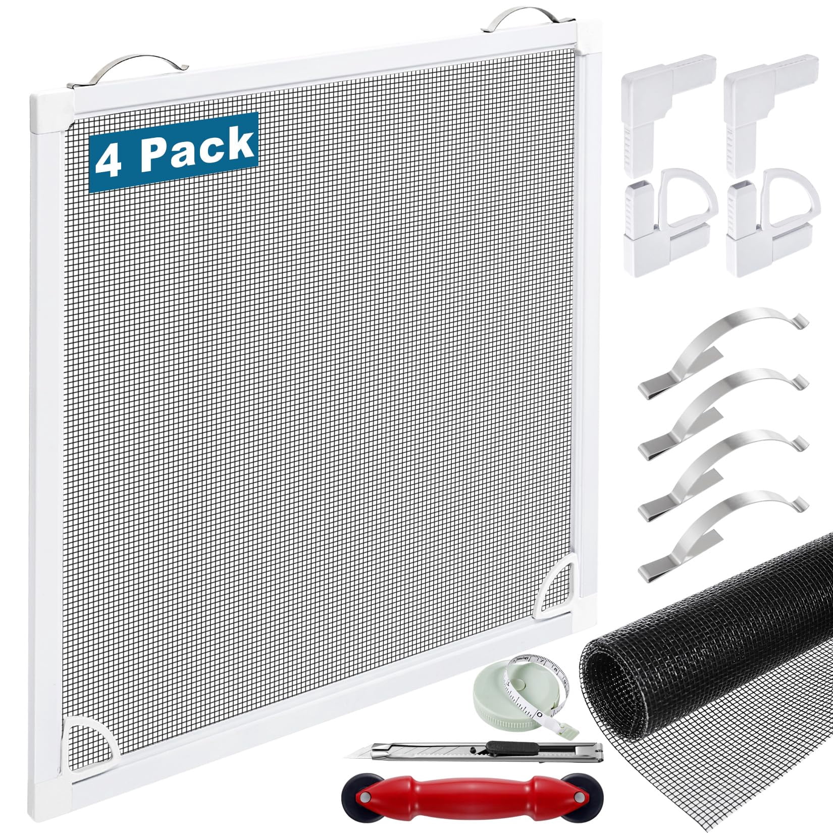 Preframed Window & Door Screens 1 4pack 60inX60in DIY Replacement Kit ...