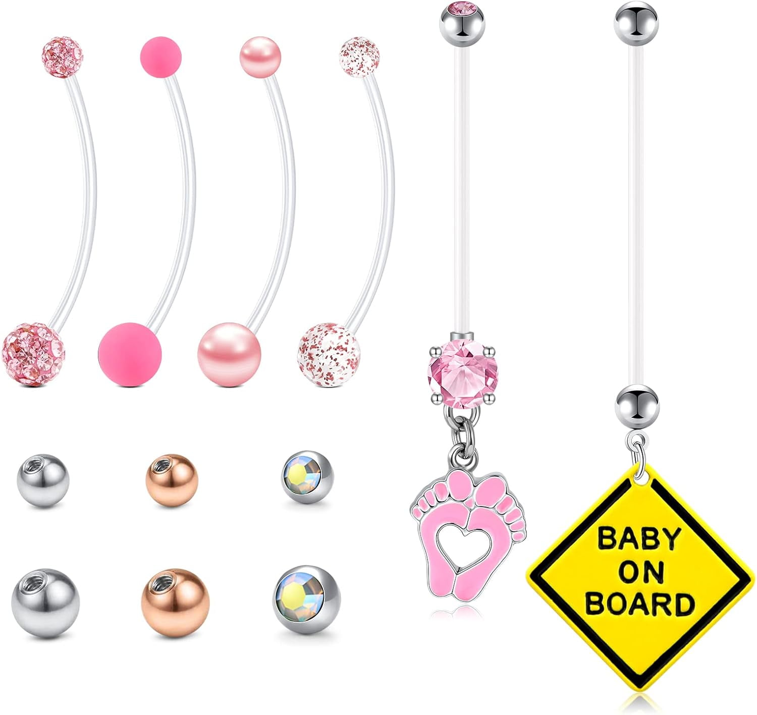 Pregnancy Belly Button Rings Plastic Maternity Long Belly Button Rings ...