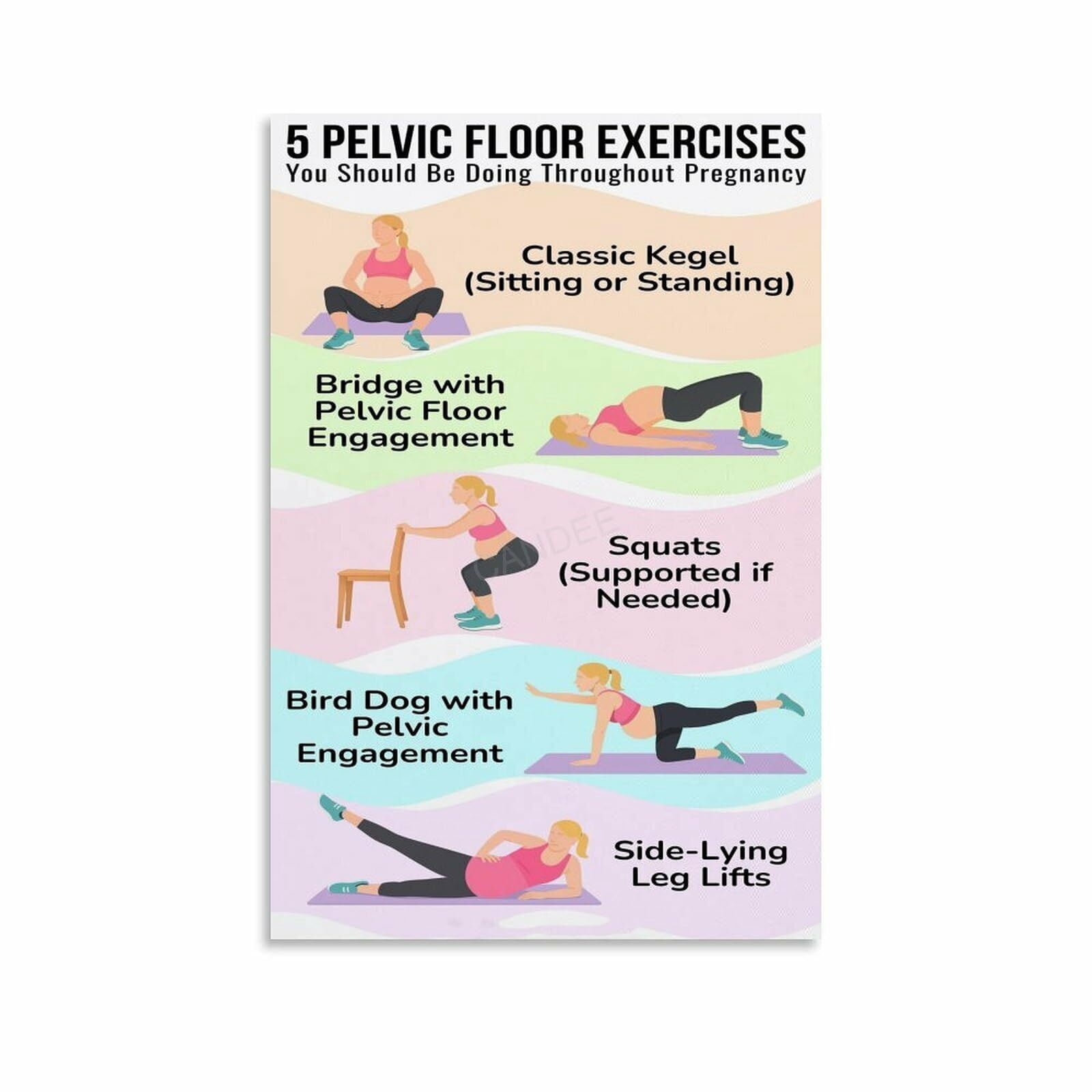 Pregnancy Pelvic Floor Workouts Poster Bladder Control Home Workout (1 ...