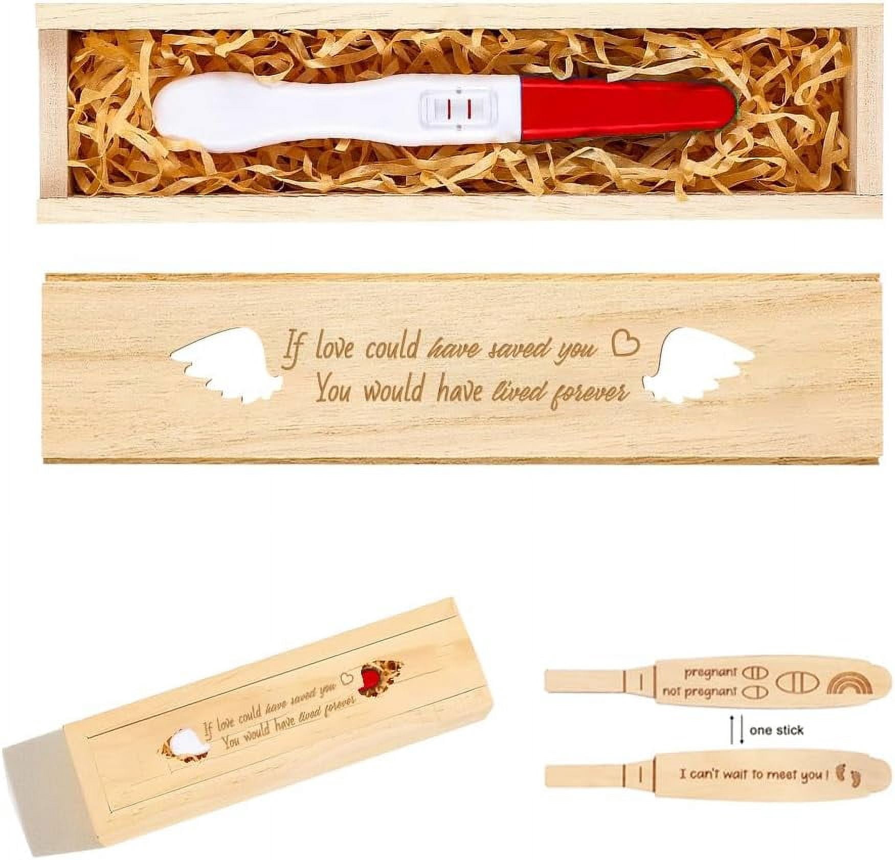Pregnancy Test Keepsake Box for Baby Announcement Angel Wings Wood Baby ...