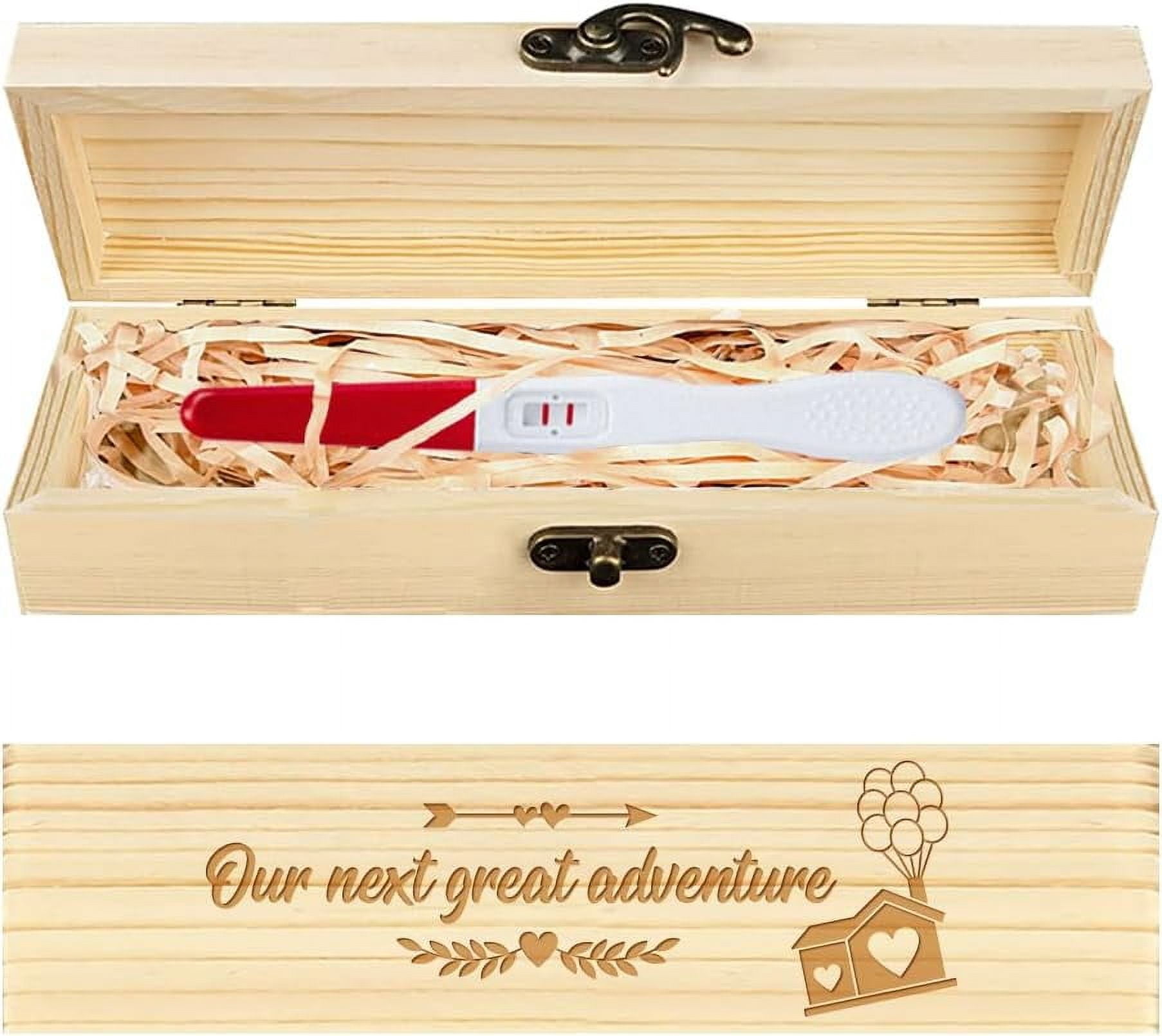 Pregnancy Test Keepsake Box Balloons Wooden Pregnancy Test Gift Box ...