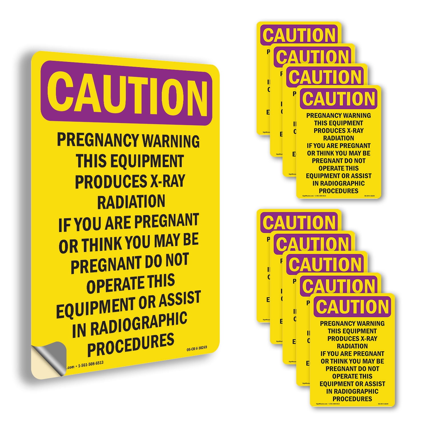 Pregnancy Warning This Equipment OSHA Caution Radiation Vinyl Decal ...