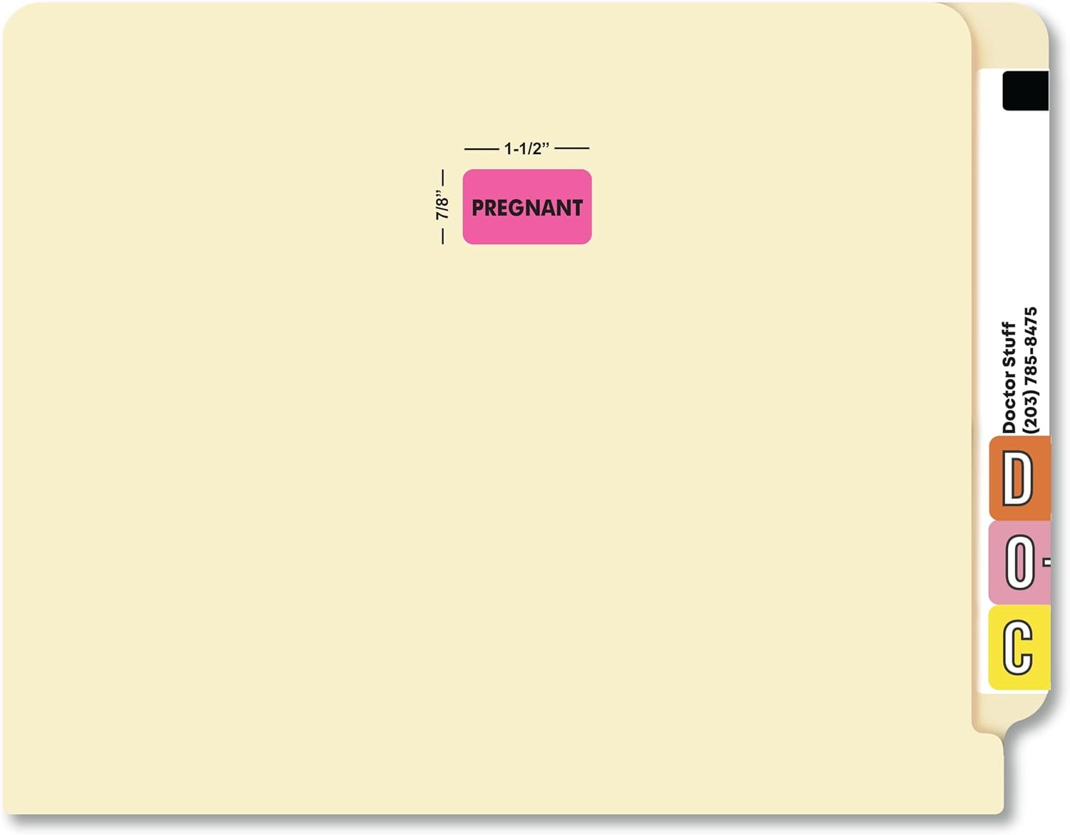 Pregnant Chart Label, Fluorescent 1-1/2" x 7/8", Permanent Adhesive ...
