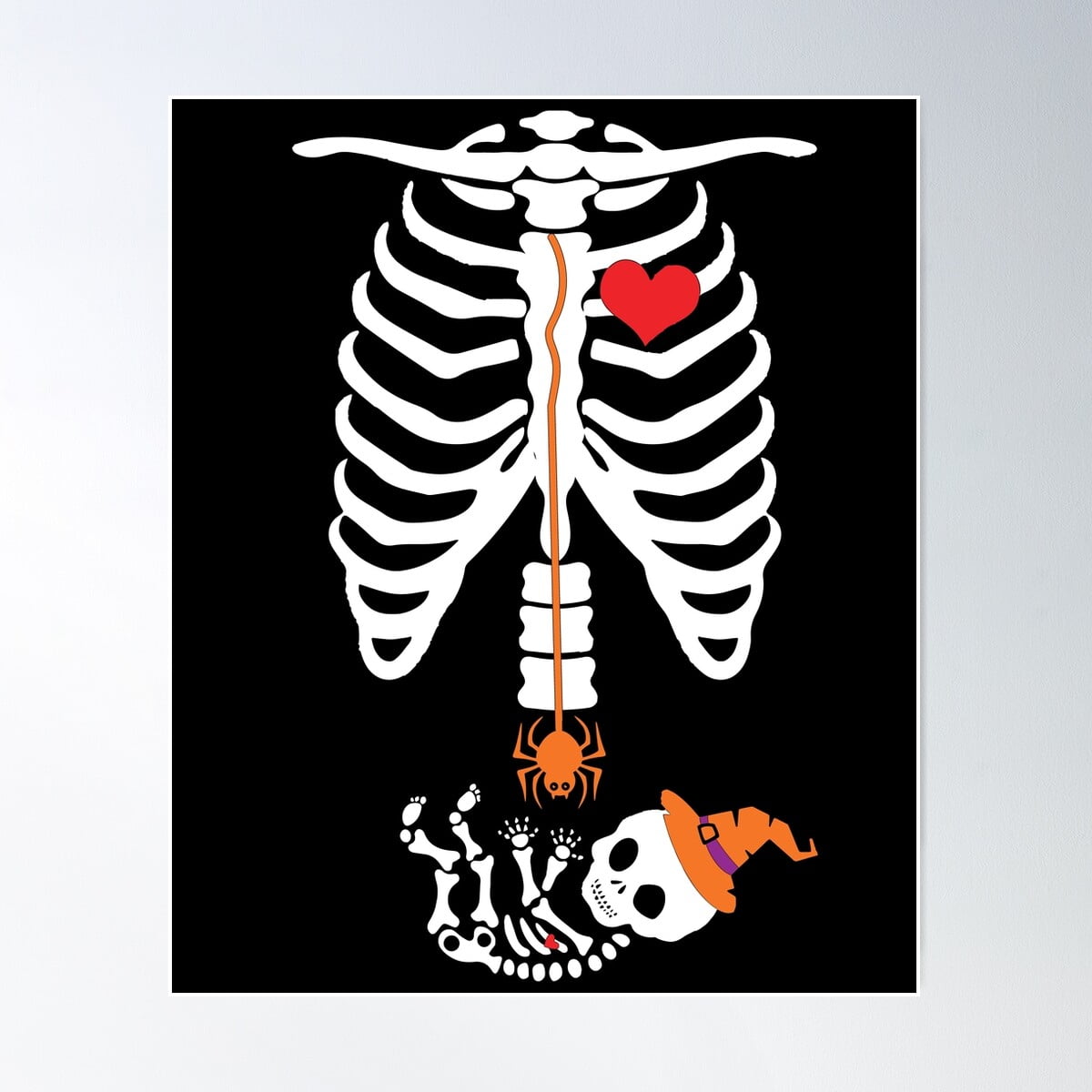 Pregnant Mom Skeleton Poster Wall Art, Modern Wall Decor For Living ...