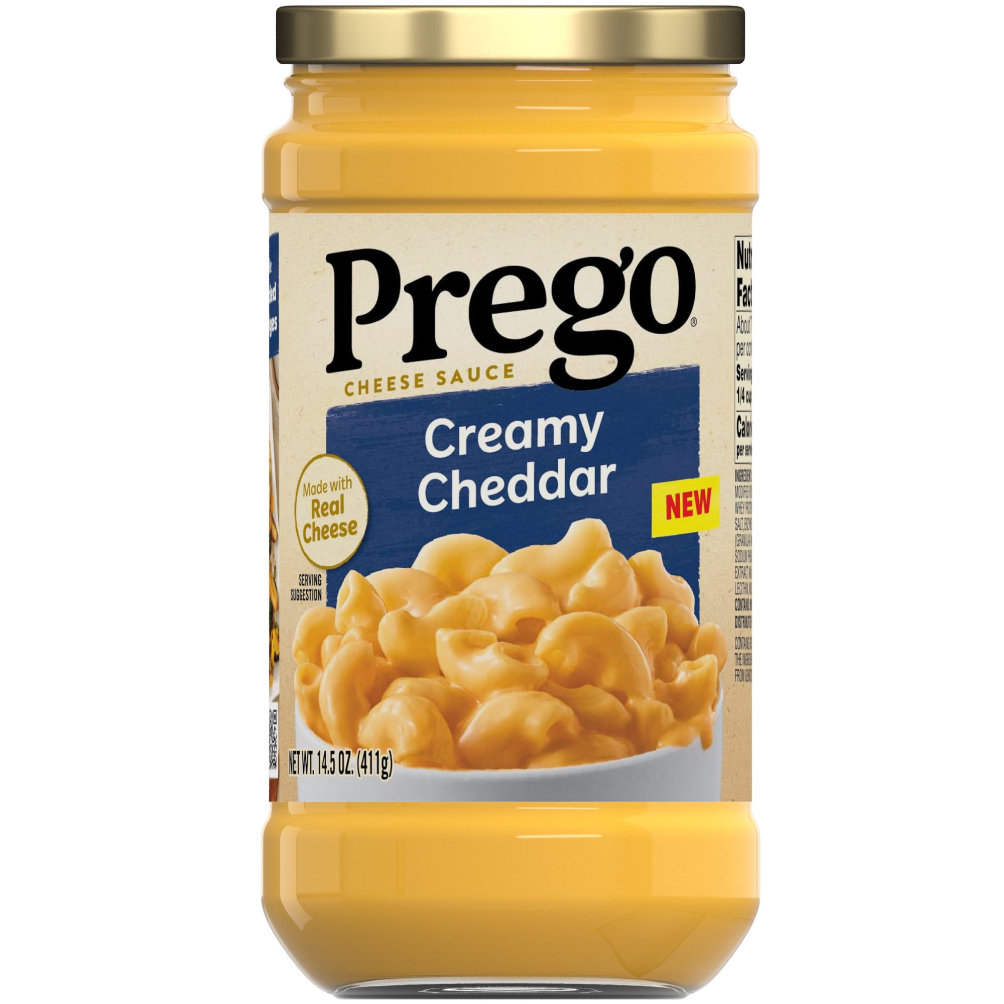 Prego Creamy Cheddar Cheese Sauce 14.5 oz Jar with Real Cheese, No High ...