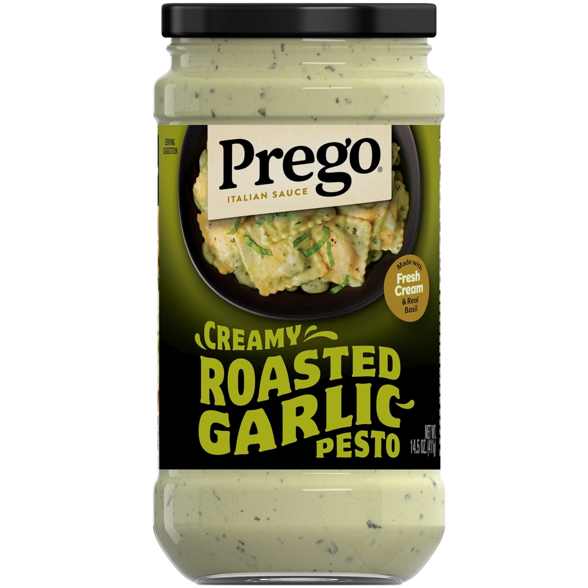 Prego Creamy Roasted Garlic Pesto Pasta Sauce 14.5 oz Jar with Basil ...