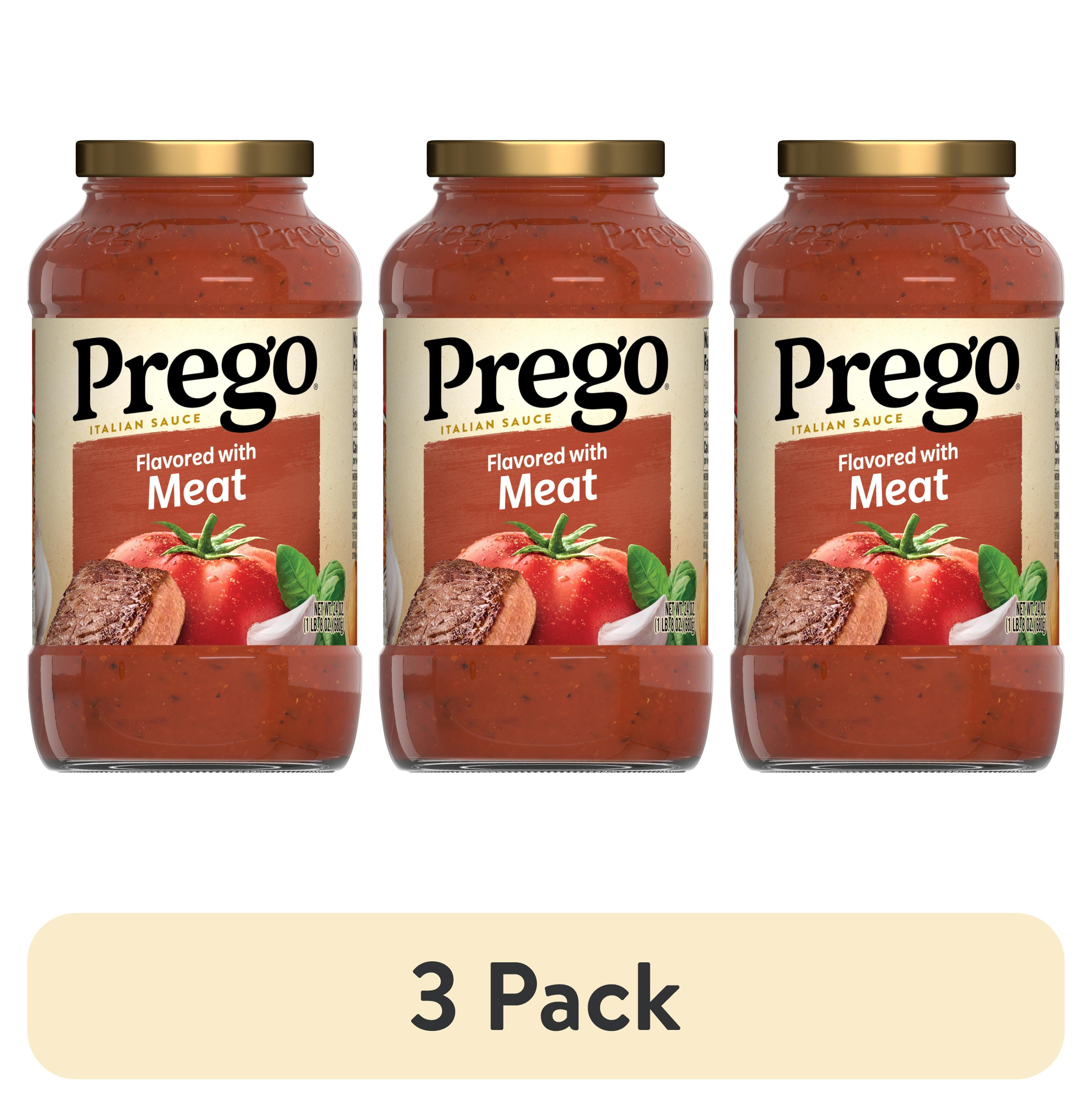 (3 pack) Prego Italian Tomato Spaghetti Sauce Flavored with Meat, 24 oz ...