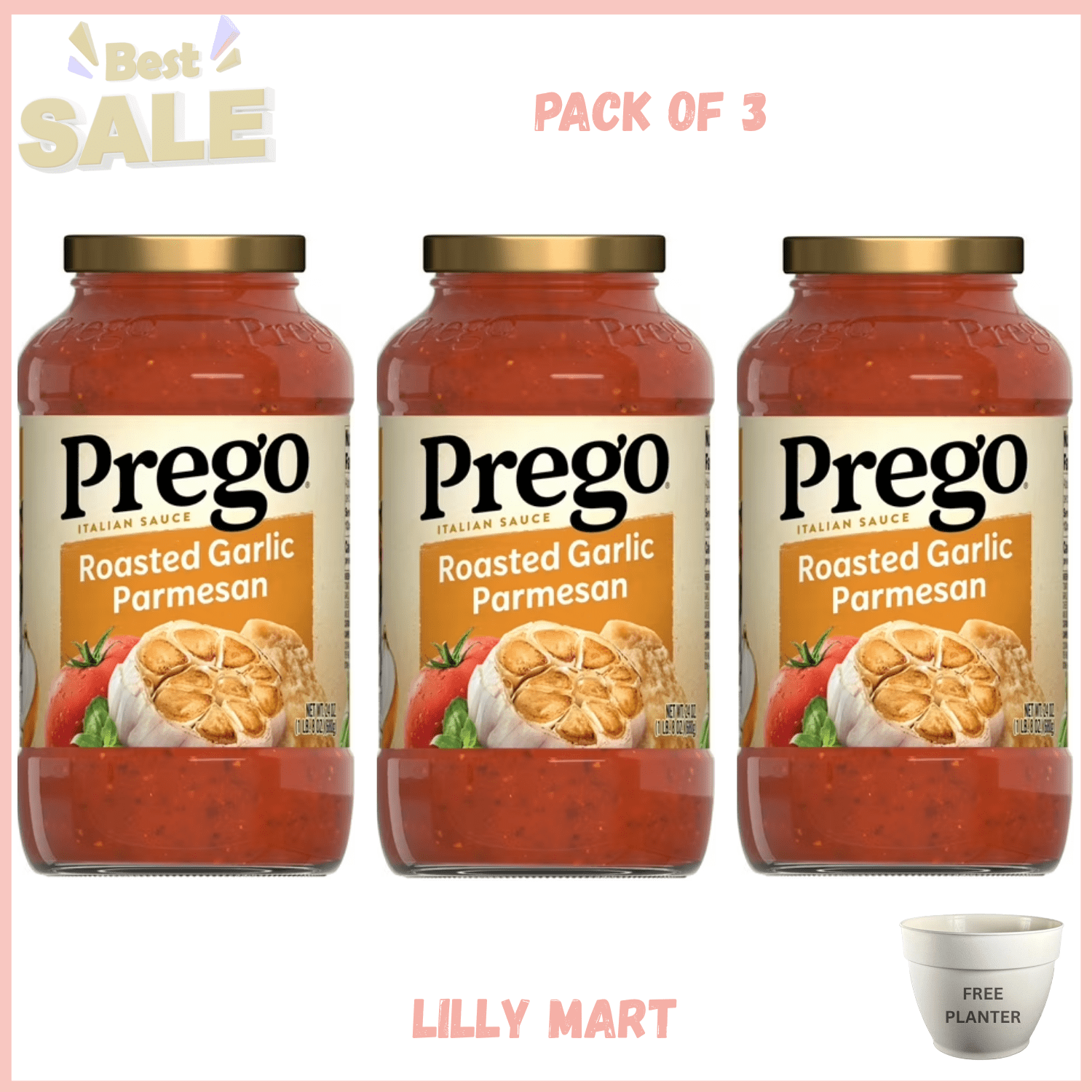 Prego Pasta Sauce, Italian Tomato Sauce with Roasted Garlic & Parmesan ...