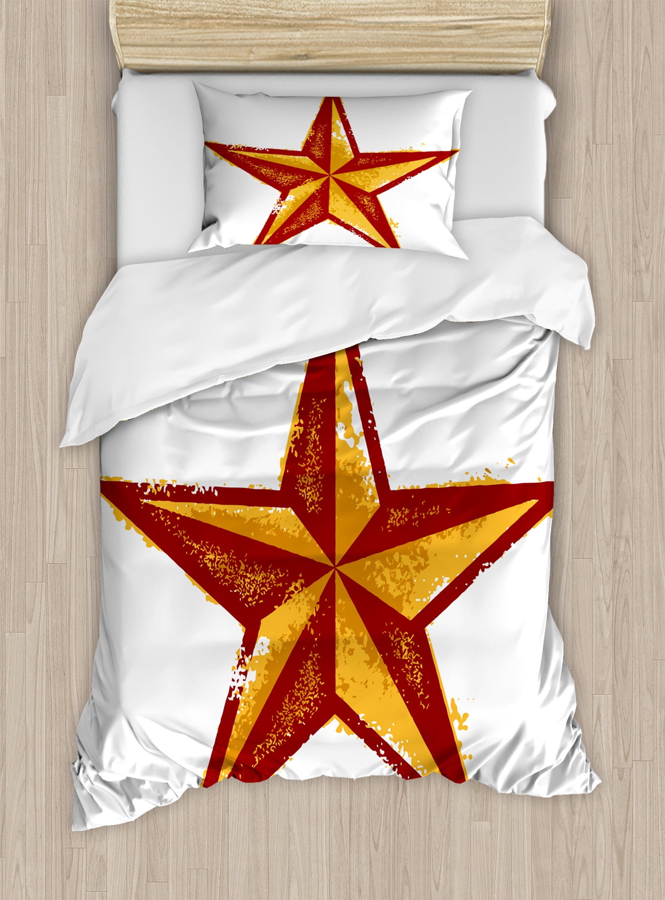 Prehistoric Country Duvet Cover Set, Grunge Western Star Retro Style ...