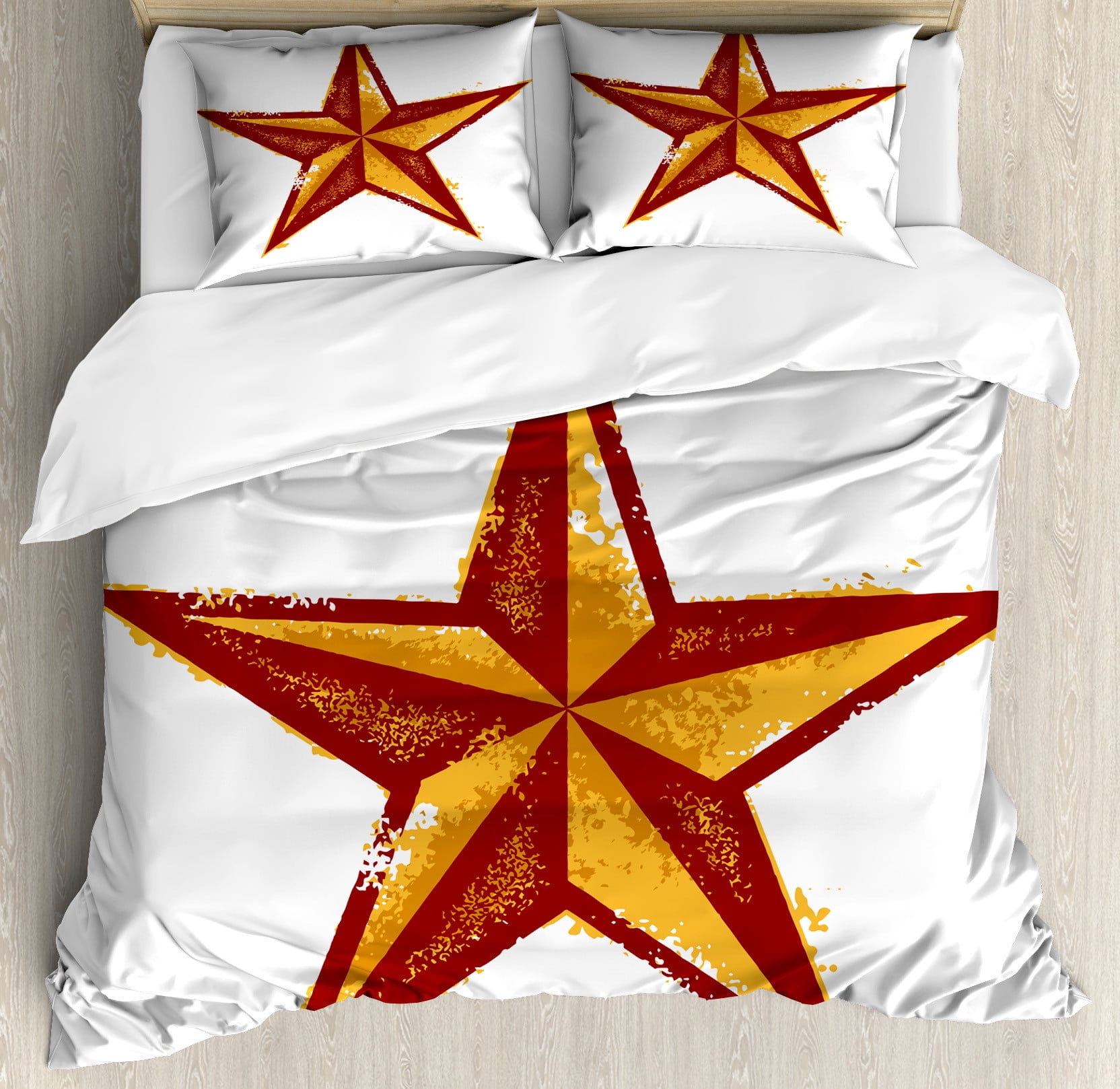 Prehistoric Country Duvet Cover Set, Grunge Western Star Retro Style ...